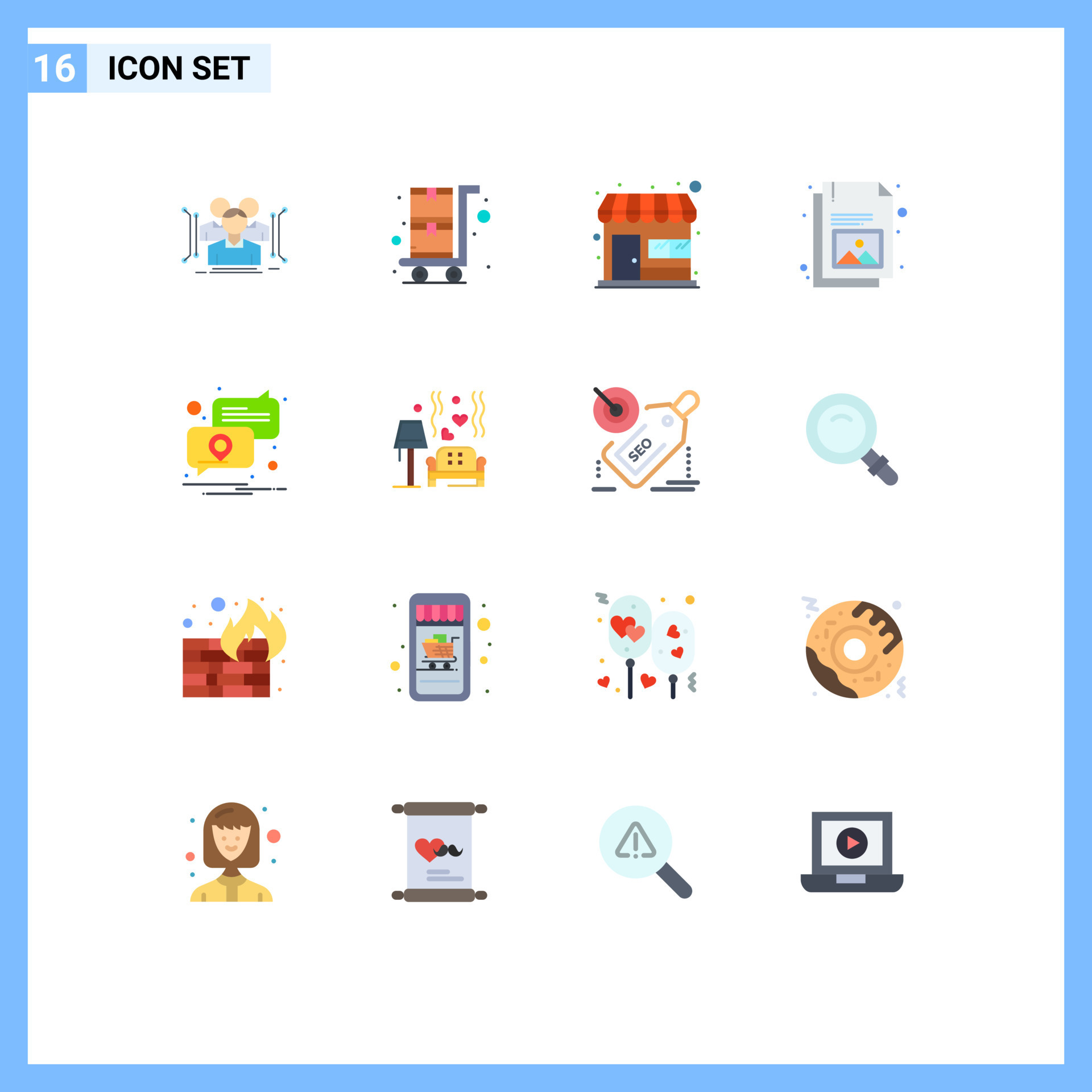 Stock Vector Icon Pack of 16 Line Signs and Symbols for notification ...