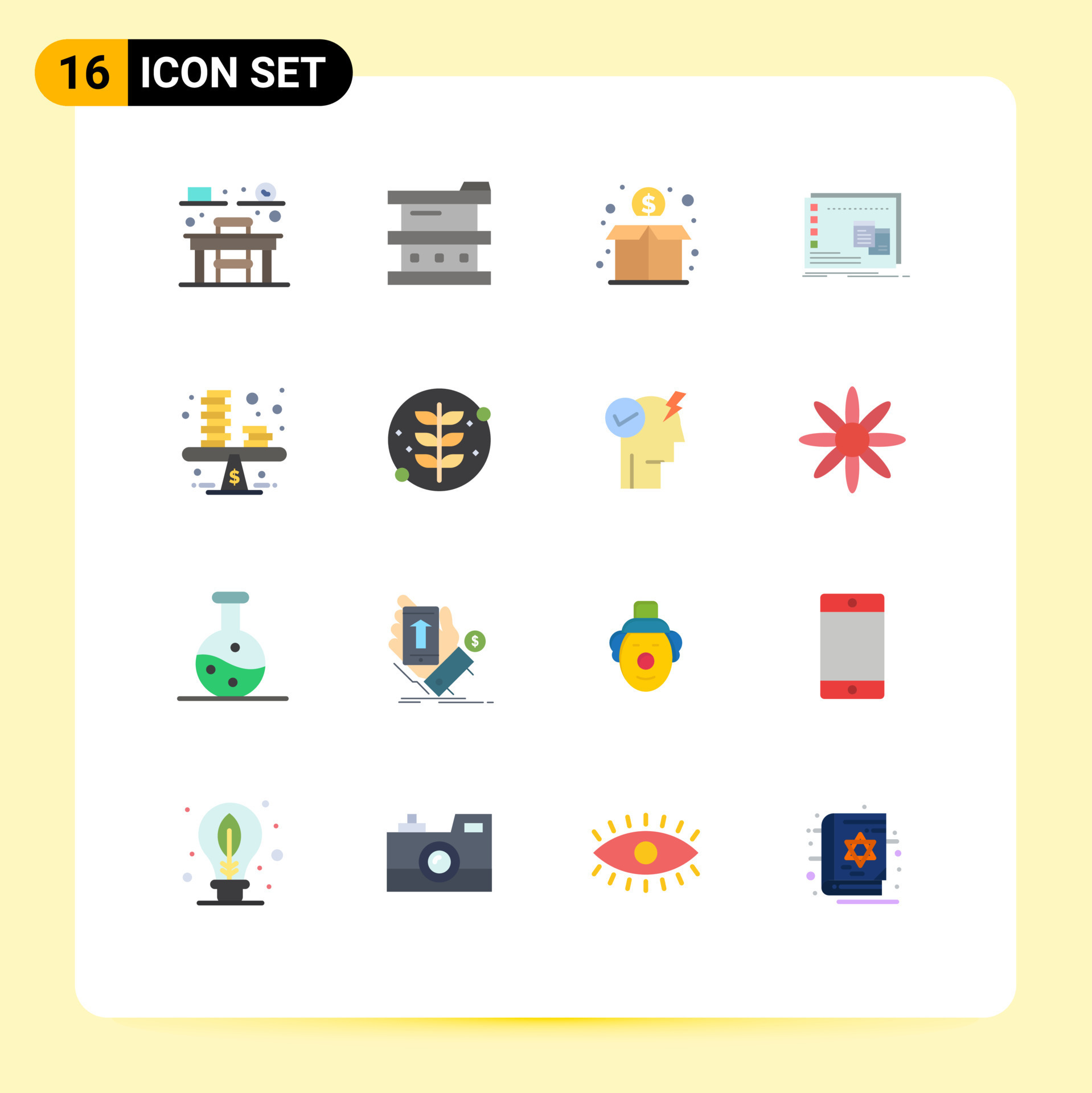 User Interface Pack Of 16 Basic Flat Colors Of Balance Os Crowd Operational Window Editable Pack