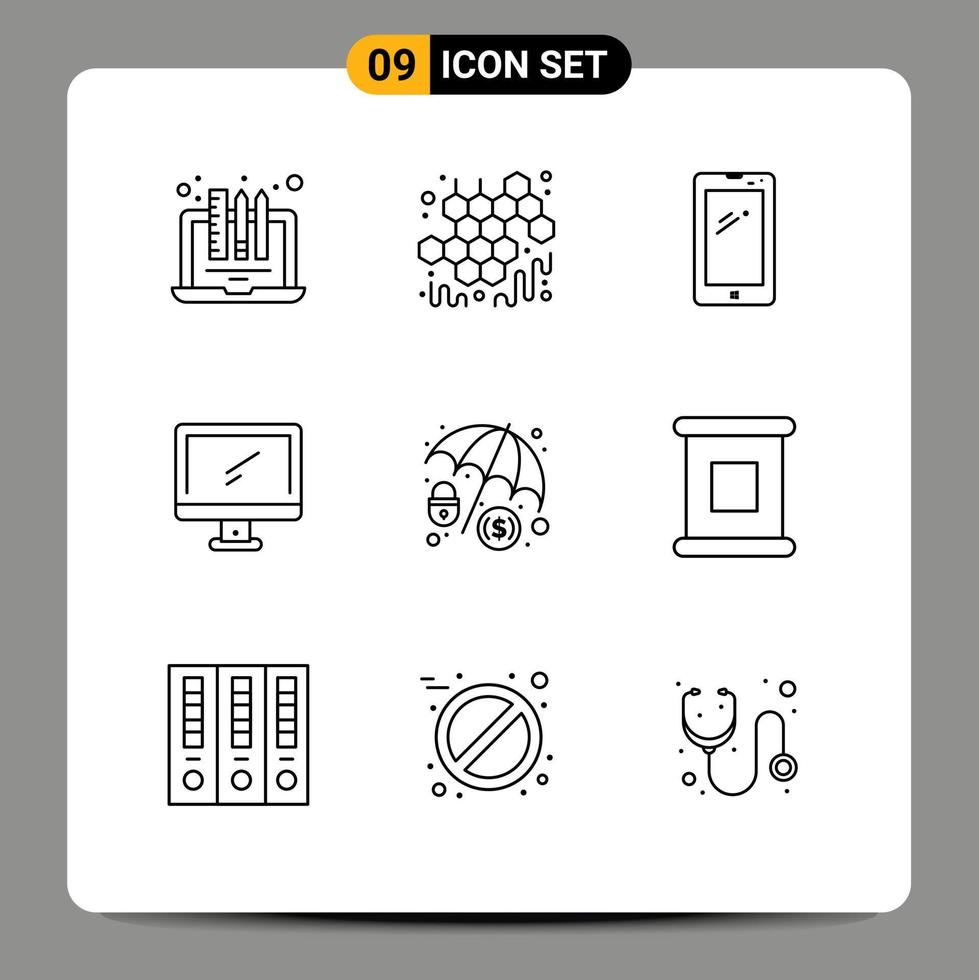 Pack Of 9 Creative Outlines Of Imac Monitor Viscous Computer Android Editable Vector Design
