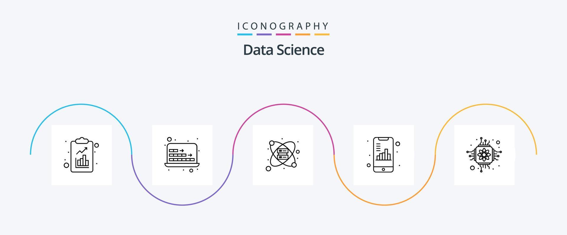 Data Science Line 5 Icon Pack Including chip. graph. database. document ...