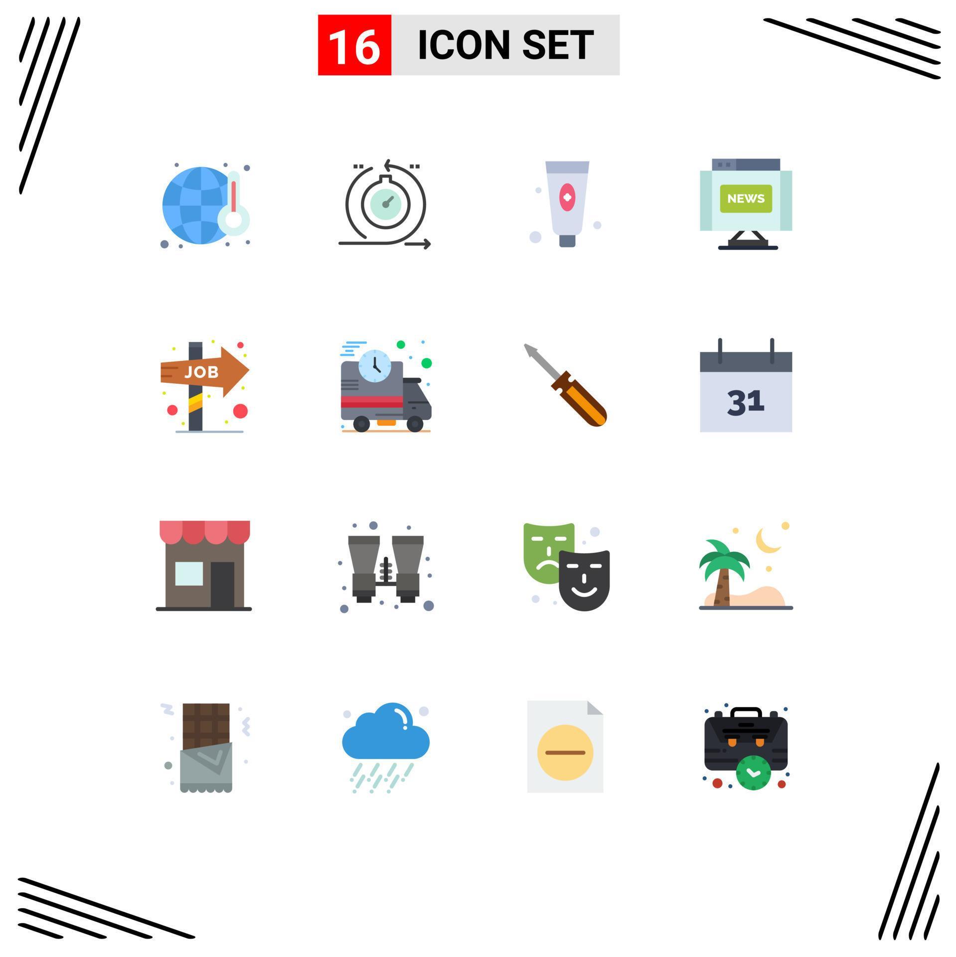 Flat Color Pack Of 16 Universal Symbols Of Career Journal Iteration Interface Foam Editable Pack