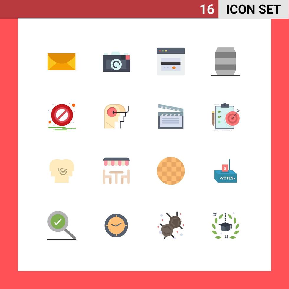 Set Of 16 Commercial Flat Colors Pack For Warning Block Card Food Drink Editable Pack Of