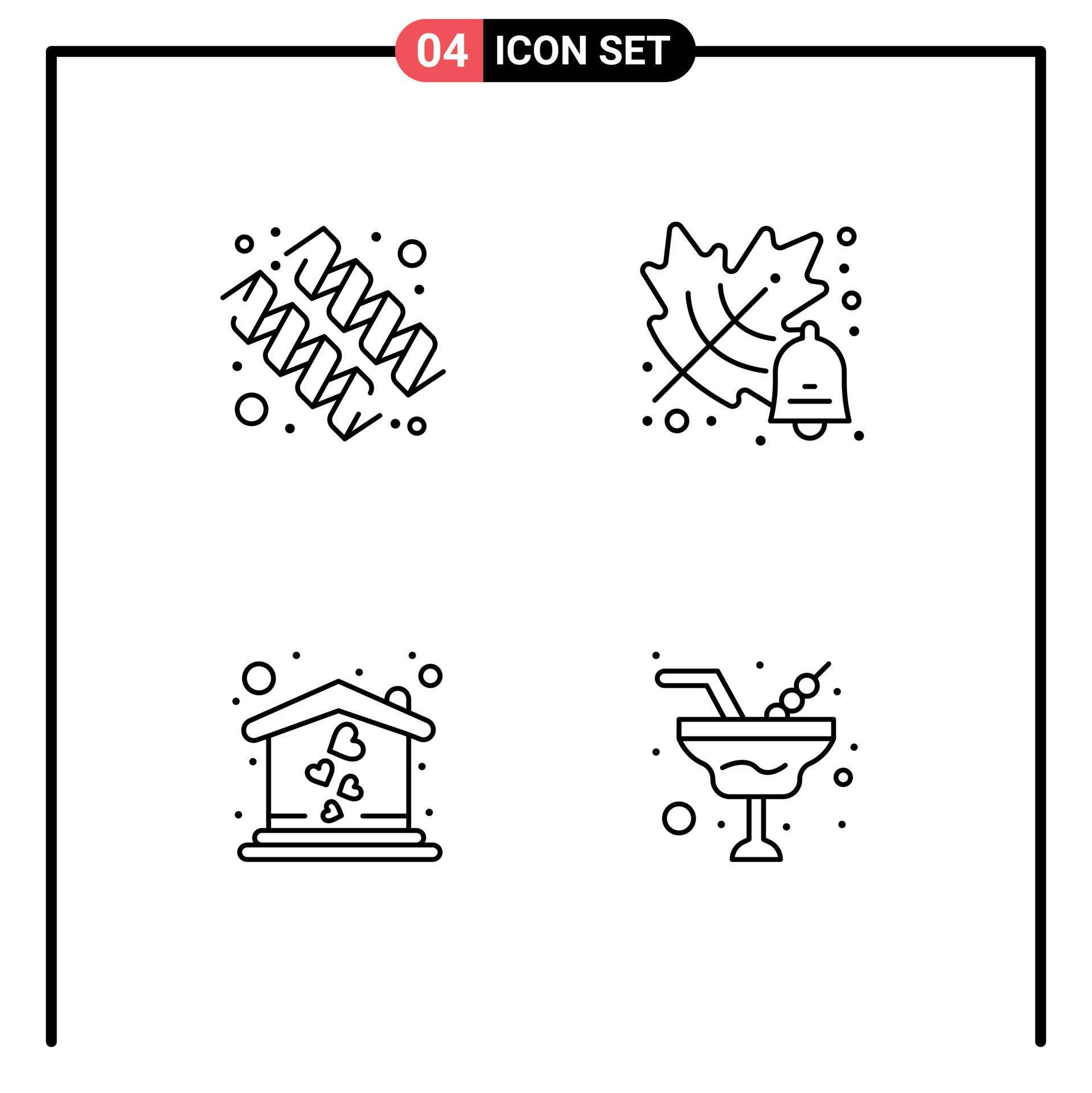 Editable Vector Line Pack Of 4 Simple Filledline Flat Colors Of Diet Sweet Home Vitamin School