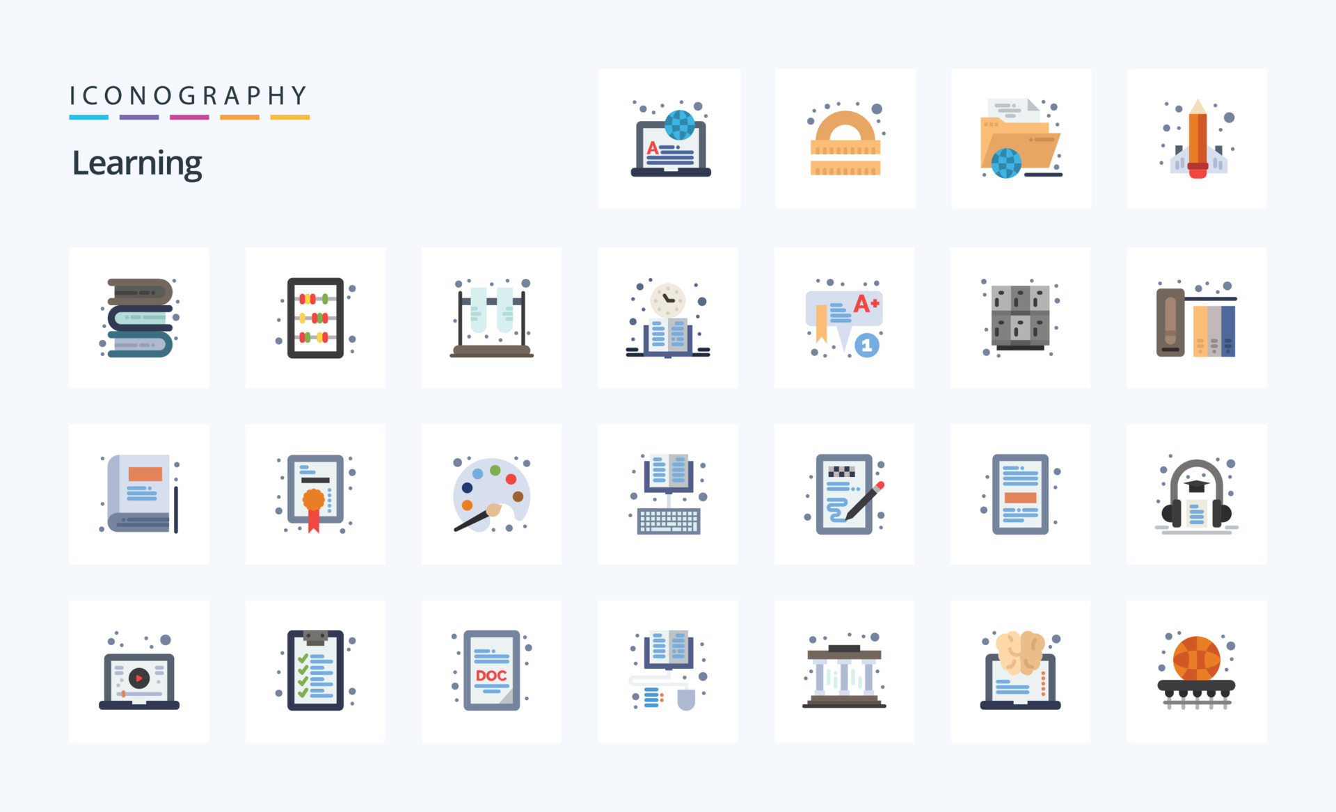 25 Learning Flat color icon pack 19319466 Vector Art at Vecteezy