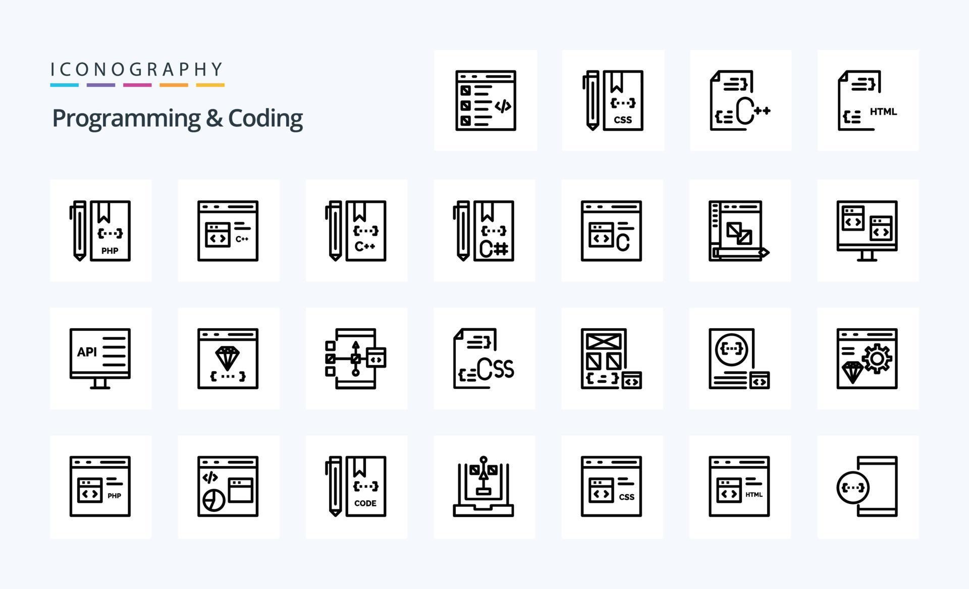 25 Programming And Coding Line icon pack 19339485 Vector Art at Vecteezy