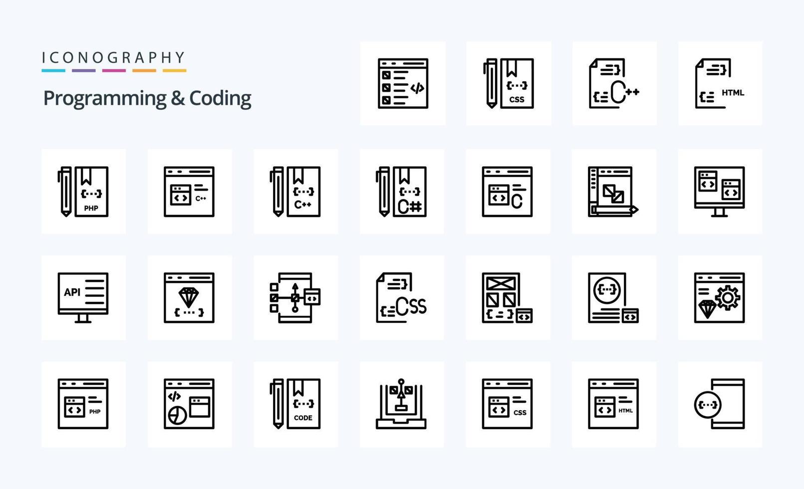 25 Programming And Coding Line icon pack 19339485 Vector Art at Vecteezy 25 Programming And Coding Line icon pack 19339485 Vector Art at Vecteezy