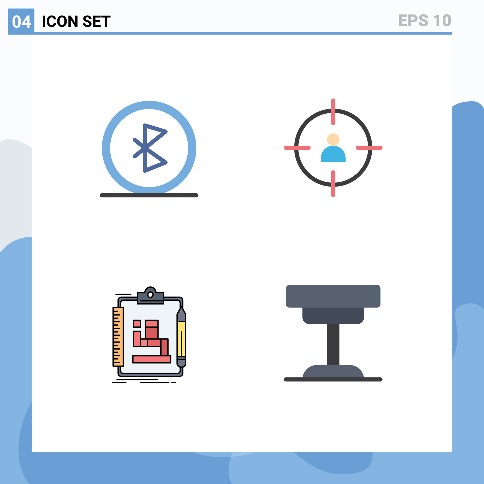 Set of 4 Commercial Flat Icons pack for bluetooth algorithm network ...