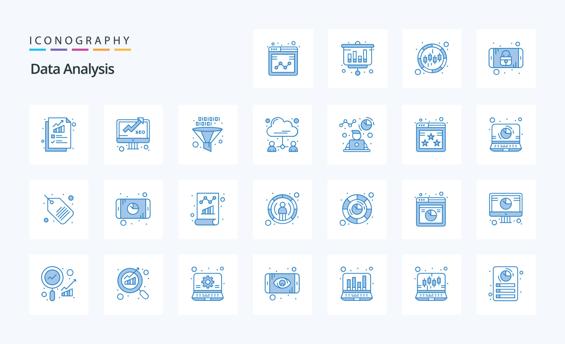 25 Data Analysis Blue icon pack 19362288 Vector Art at Vecteezy