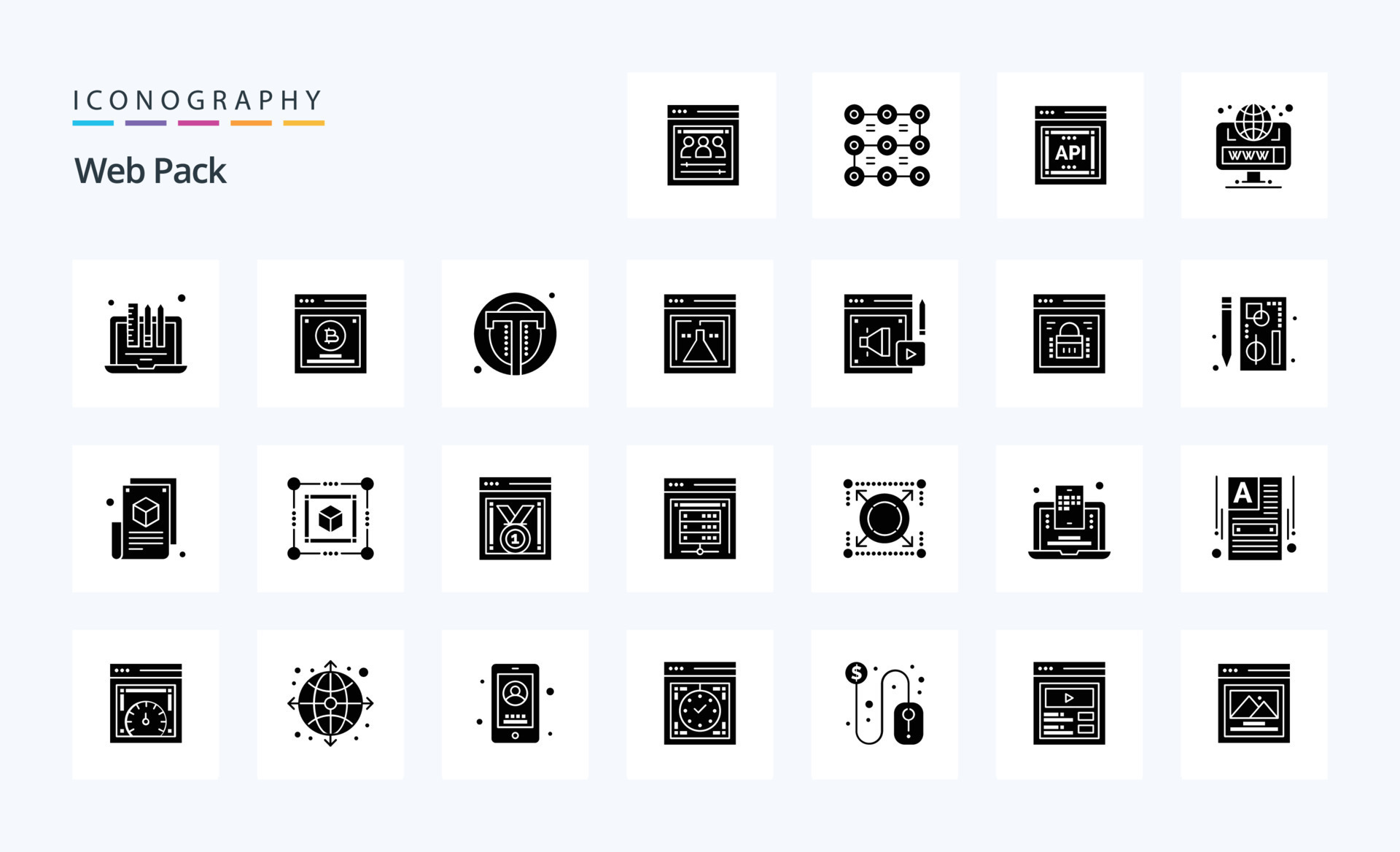25 Web Pack Solid Glyph Icon Pack 19370895 Vector Art At Vecteezy