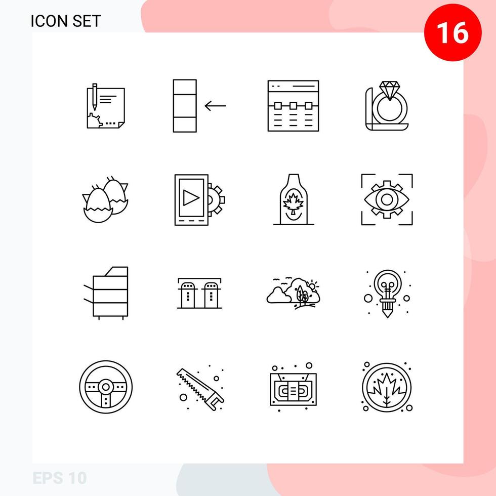 User Interface Pack Of 16 Basic Outlines Of T Ring Data Interface Hero Editable Vector Design
