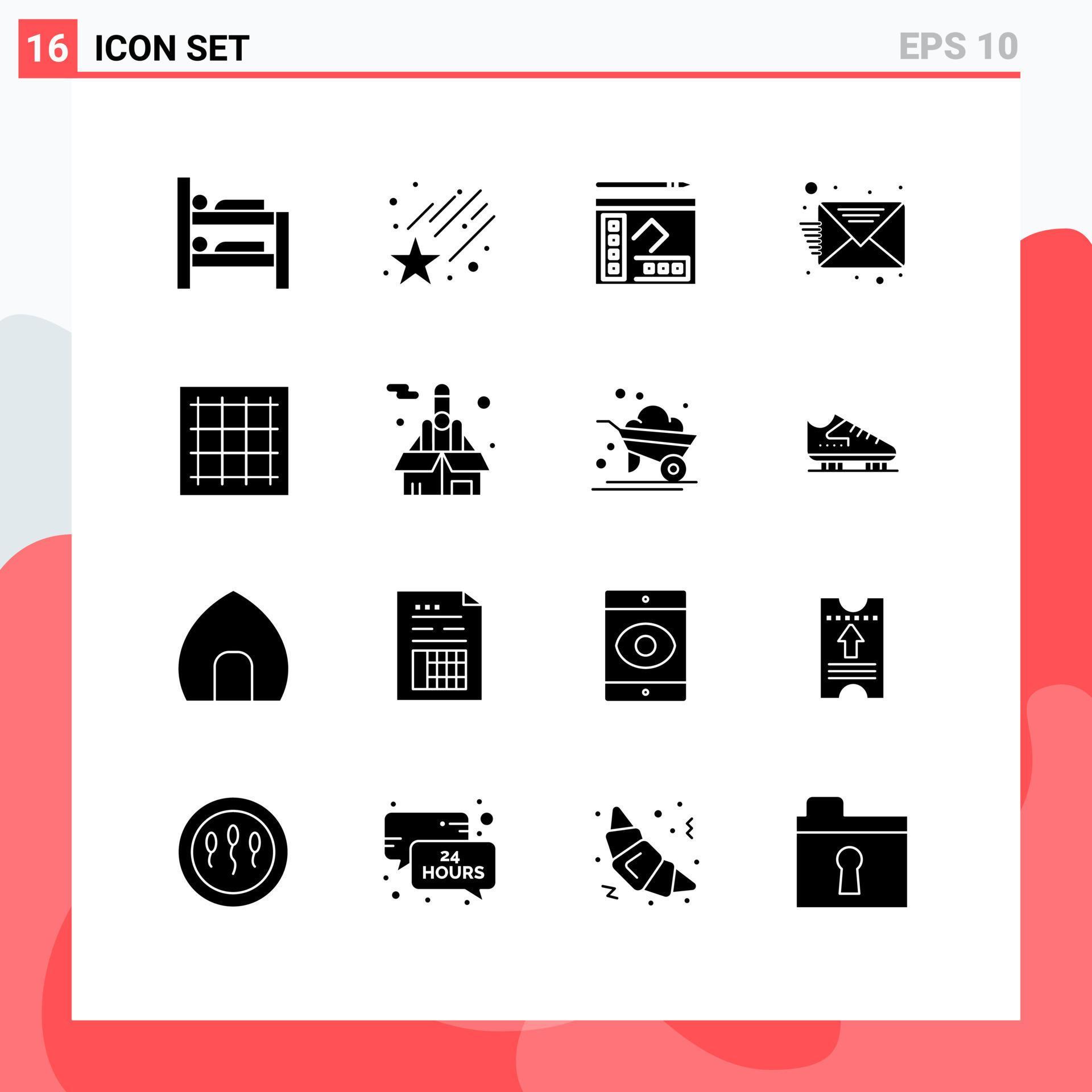 Set of 16 Vector Solid Glyphs on Grid for software drawing copy graph ...