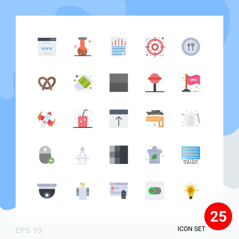 Set Of 25 Vector Flat Colors On Grid For Fork Focus Data Target Arrow