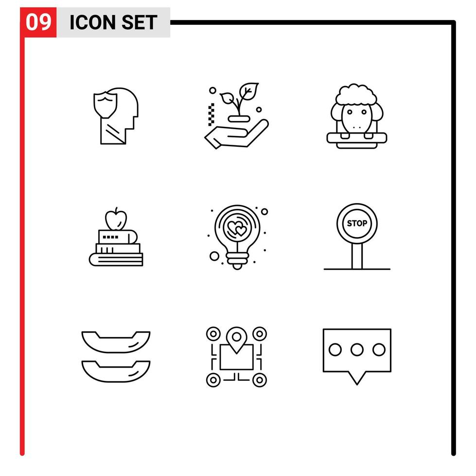 Editable Vector Line Pack Of 9 Simple Outlines Of Energy Education