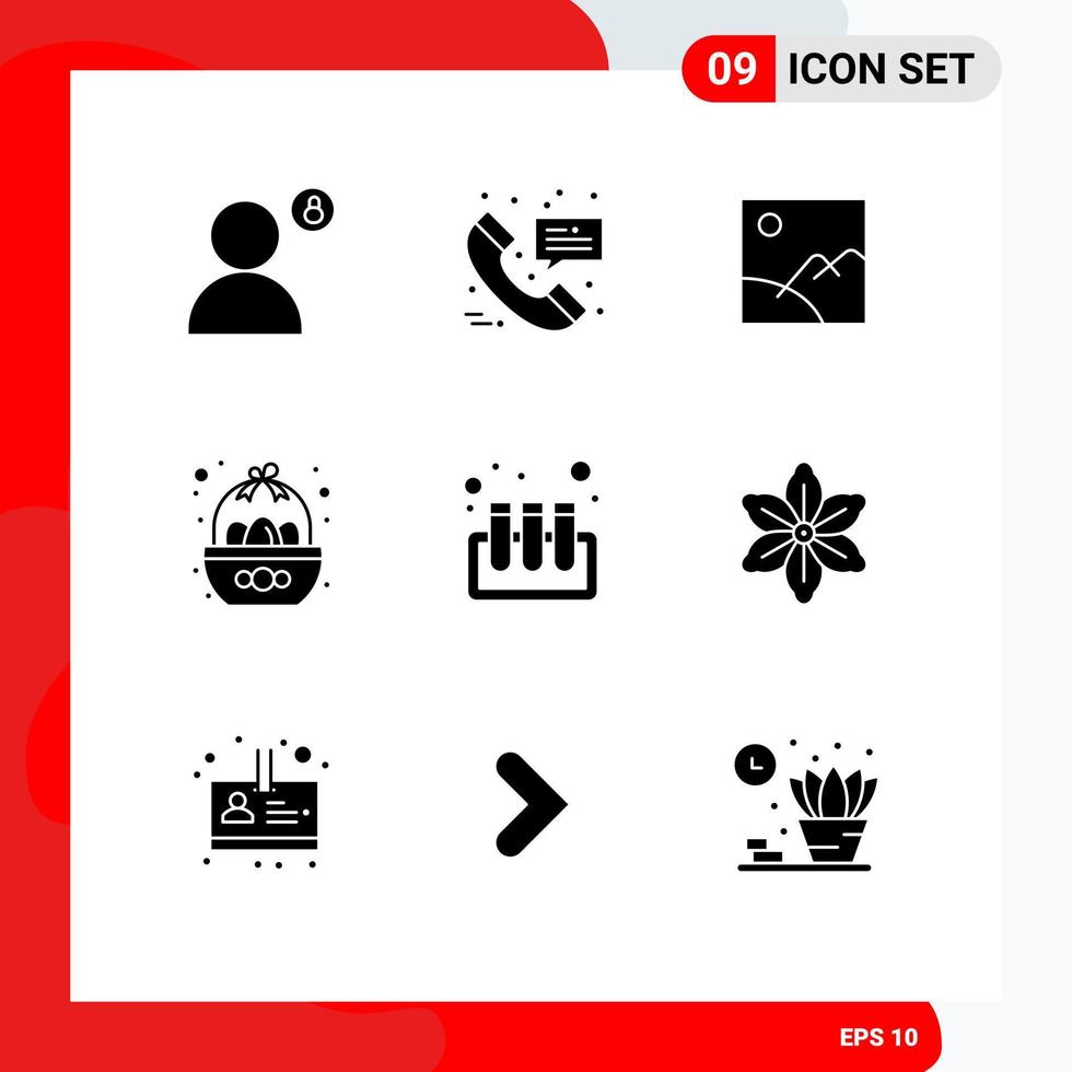 User Interface Pack Of 9 Basic Solid Glyphs Of Egg Celebration Message Bowl Sun Editable Vector
