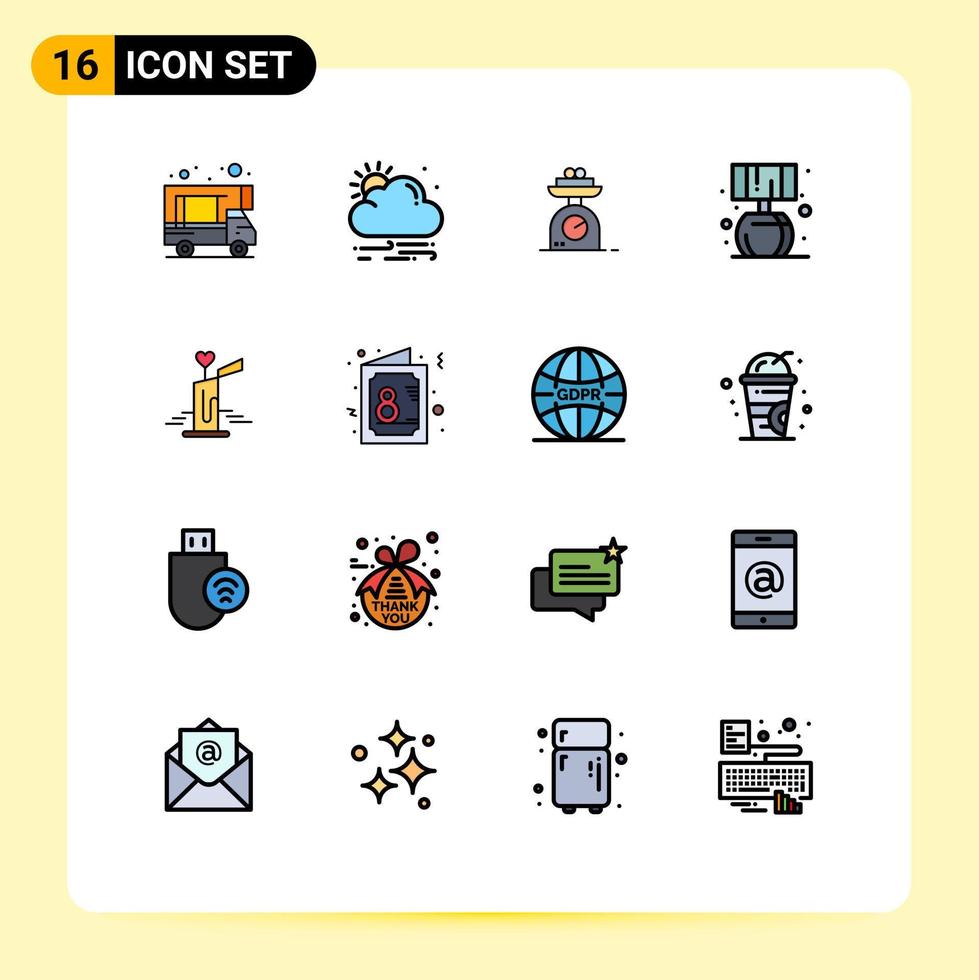 Stock Vector Icon Pack of 16 Line Signs and Symbols for card wedding ...