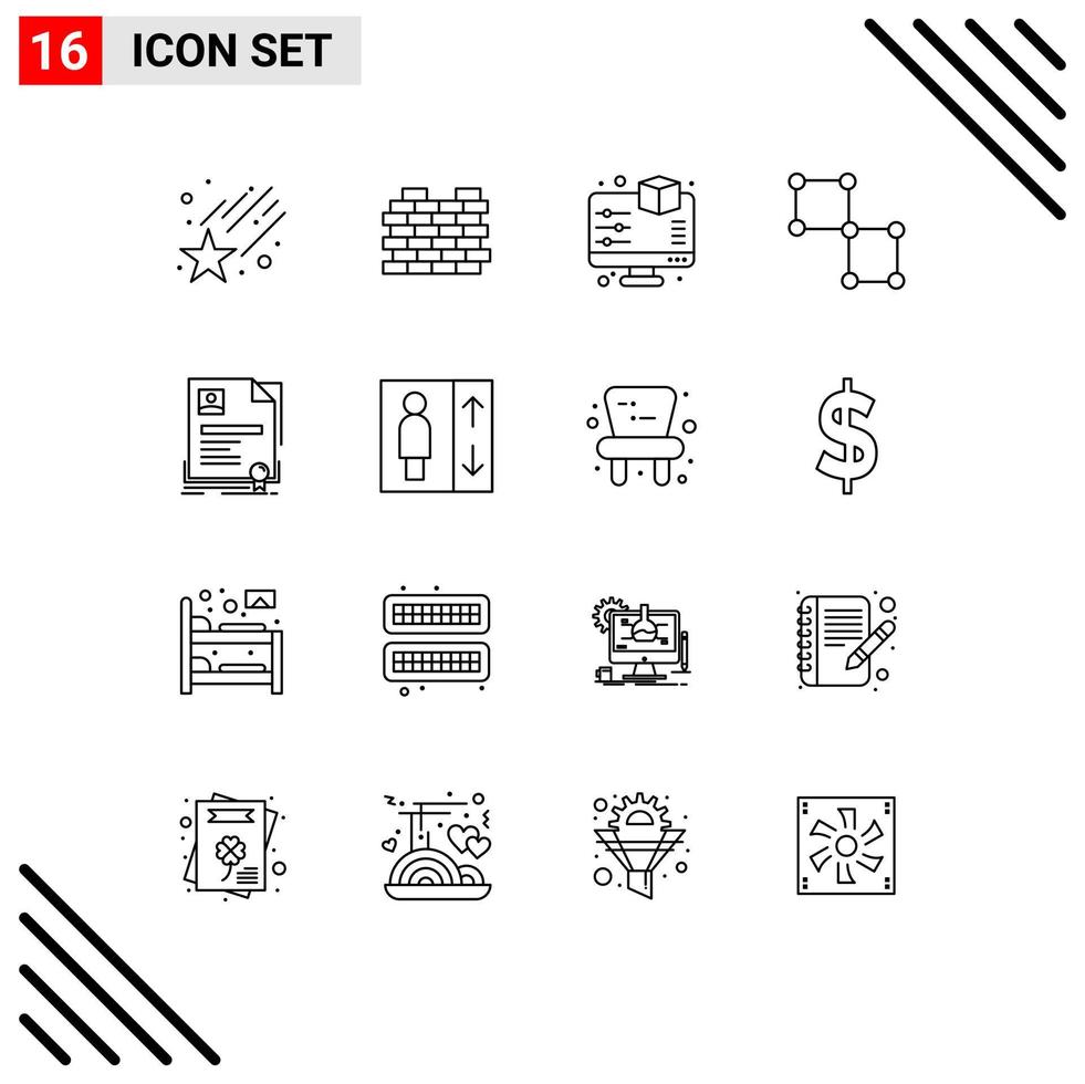 16 Universal Outlines Set For Web And Mobile Applications Business Contract Monitor Space