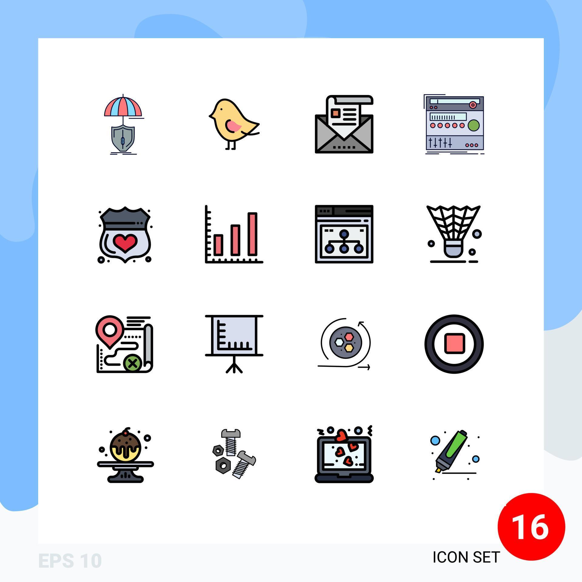 16 User Interface Flat Color Filled Line Pack of modern Signs and ...