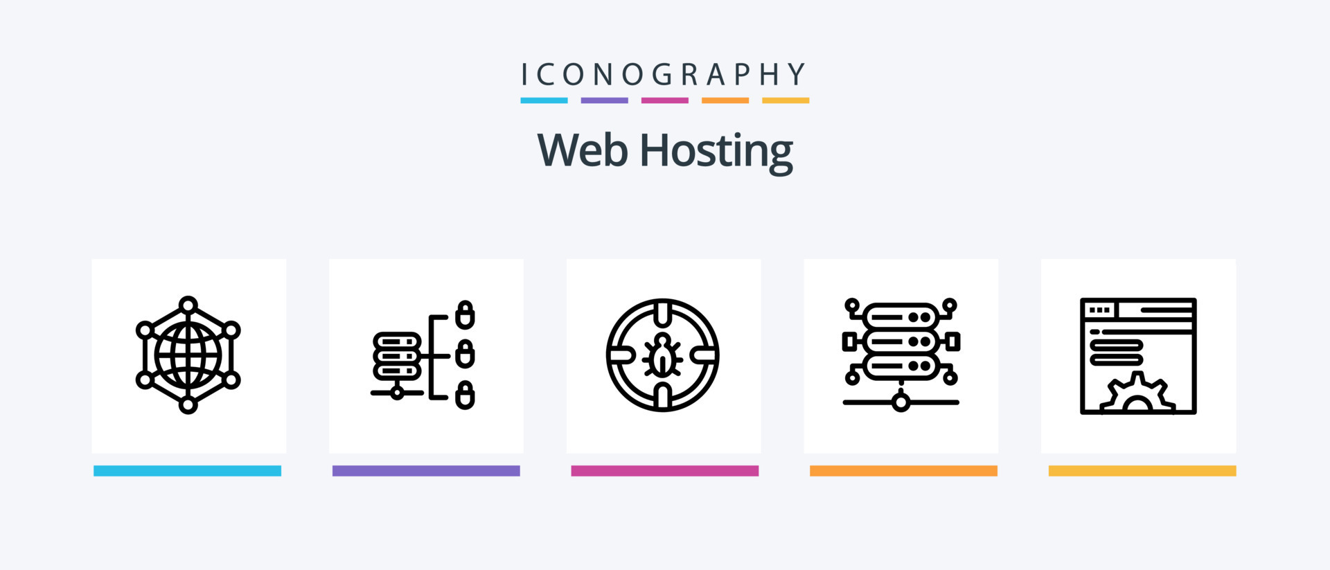 Web Hosting Line 5 Icon Pack Including Web Data Setting Analytics Server Rack Creative