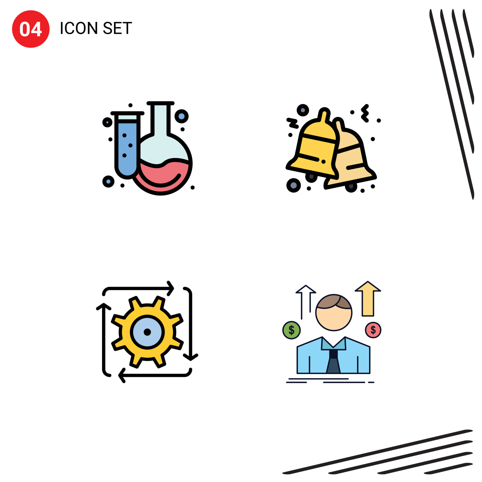 User Interface Pack Of 4 Basic Filledline Flat Colors Of Back To School Automation Flask