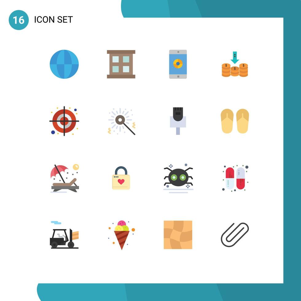 Set Of 16 Modern Ui Icons Symbols Signs For Shape Circular Mobile Application Arrow Money