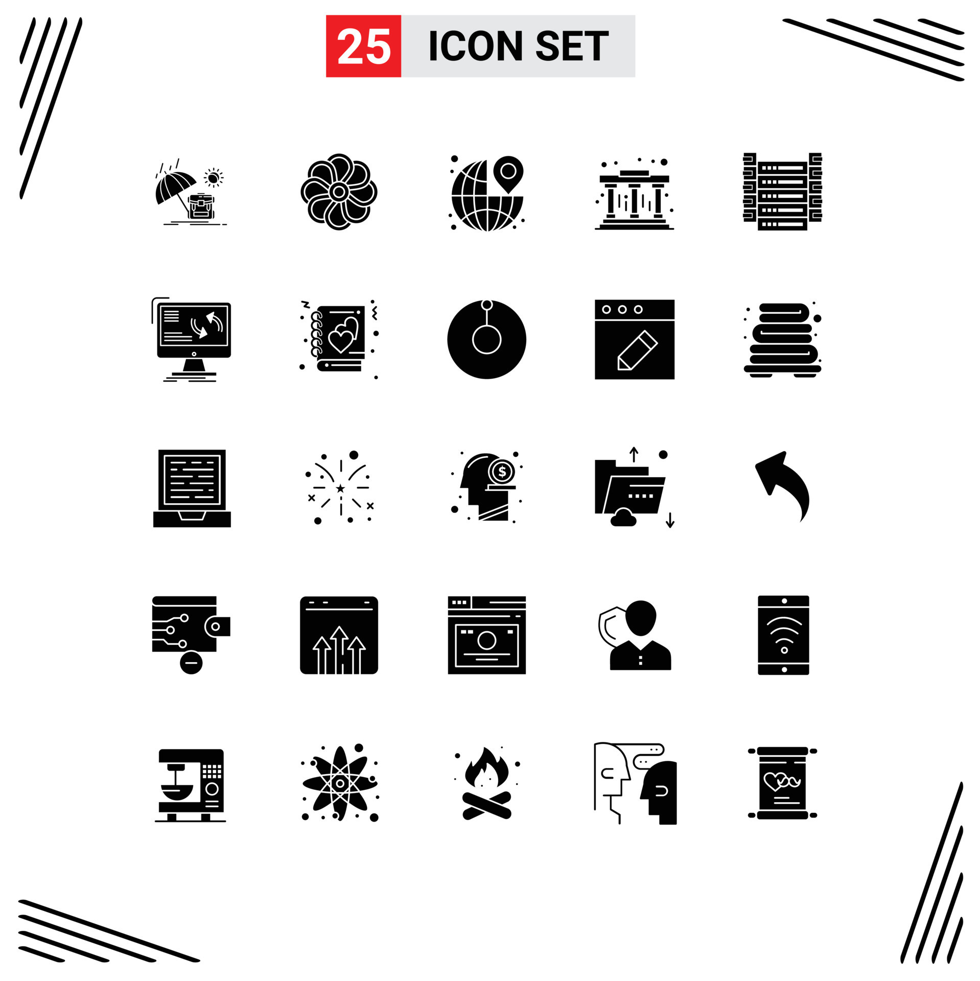 Stock Vector Icon Pack of 25 Line Signs and Symbols for data learning ...