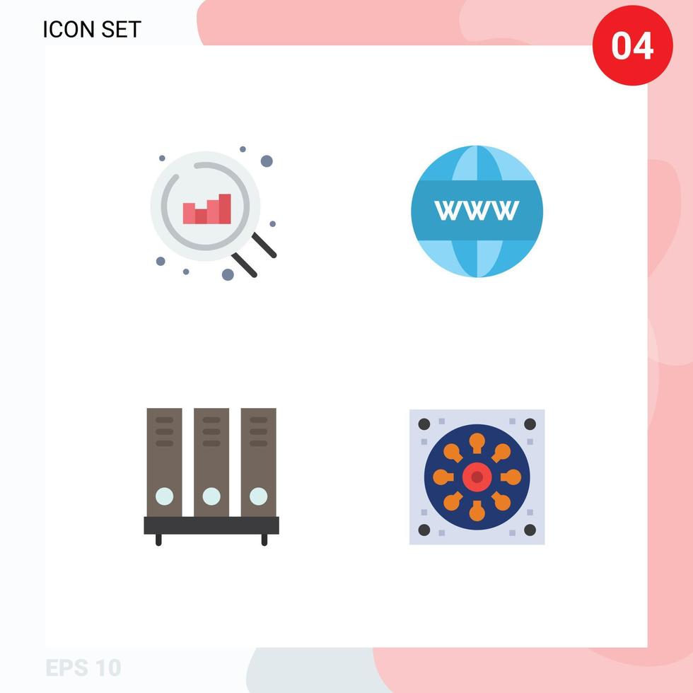 Pack Of 4 Modern Flat Icons Signs And Symbols For Web Print Media Such As Web Database Business