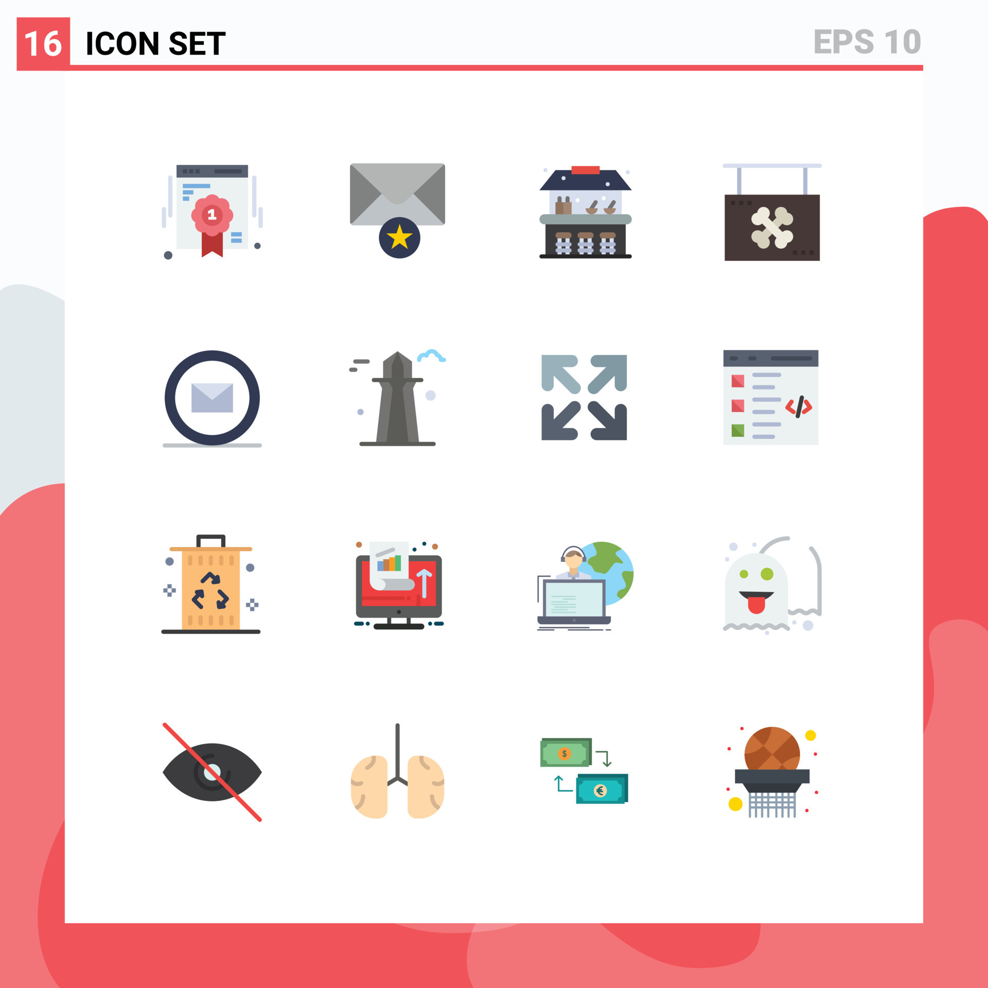 User Interface Pack Of 16 Basic Flat Colors Of Online Development Water Sign Hanging Editable