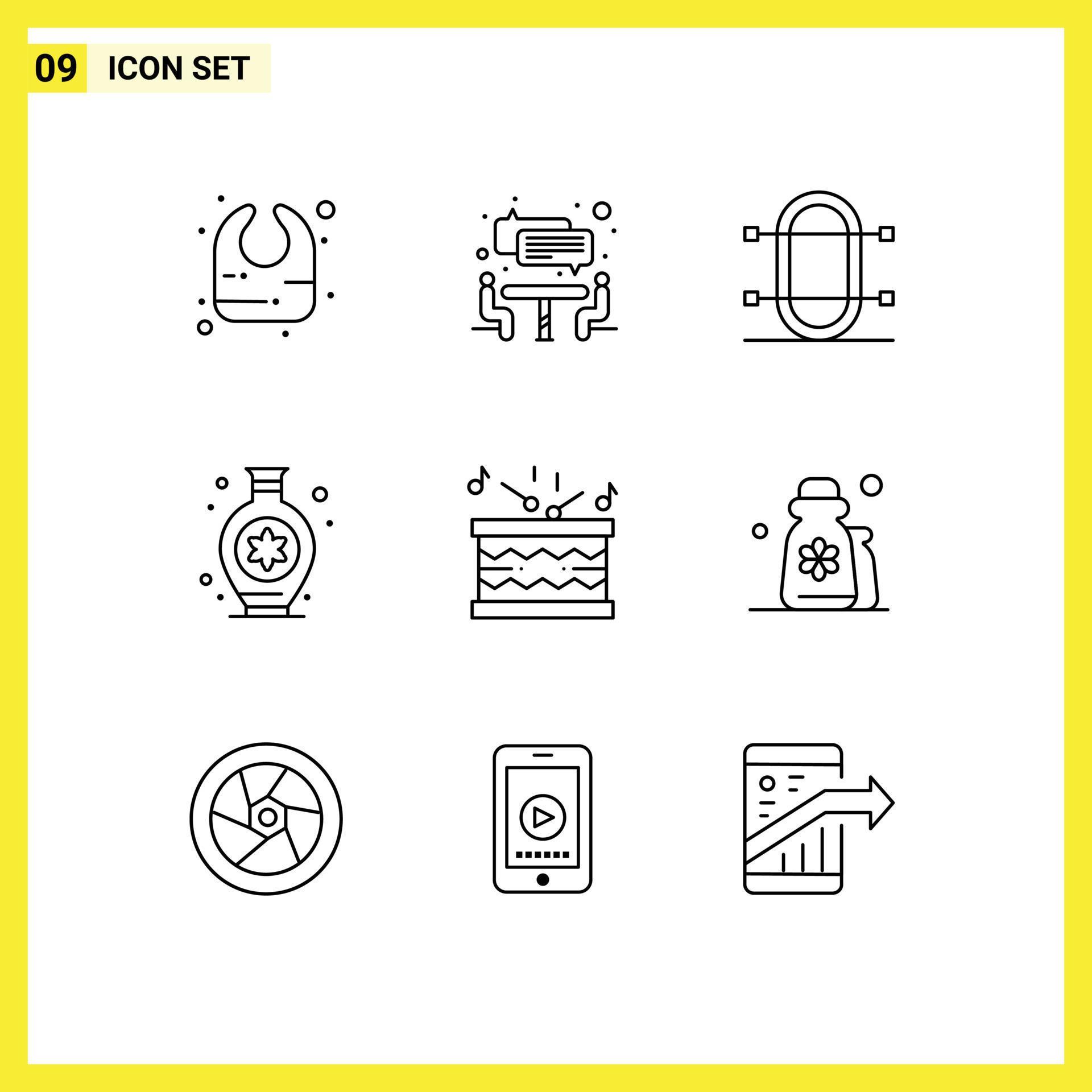 9 Universal Outlines Set For Web And Mobile Applications Sticks