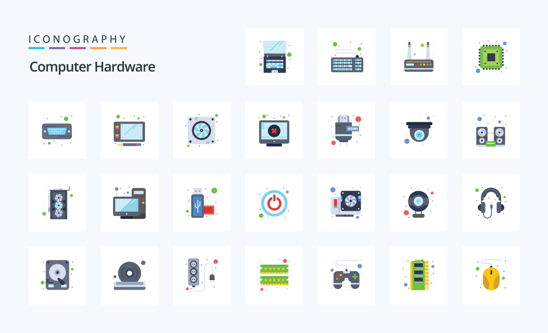 25 Computer Hardware Flat color icon pack 19430725 Vector Art at Vecteezy