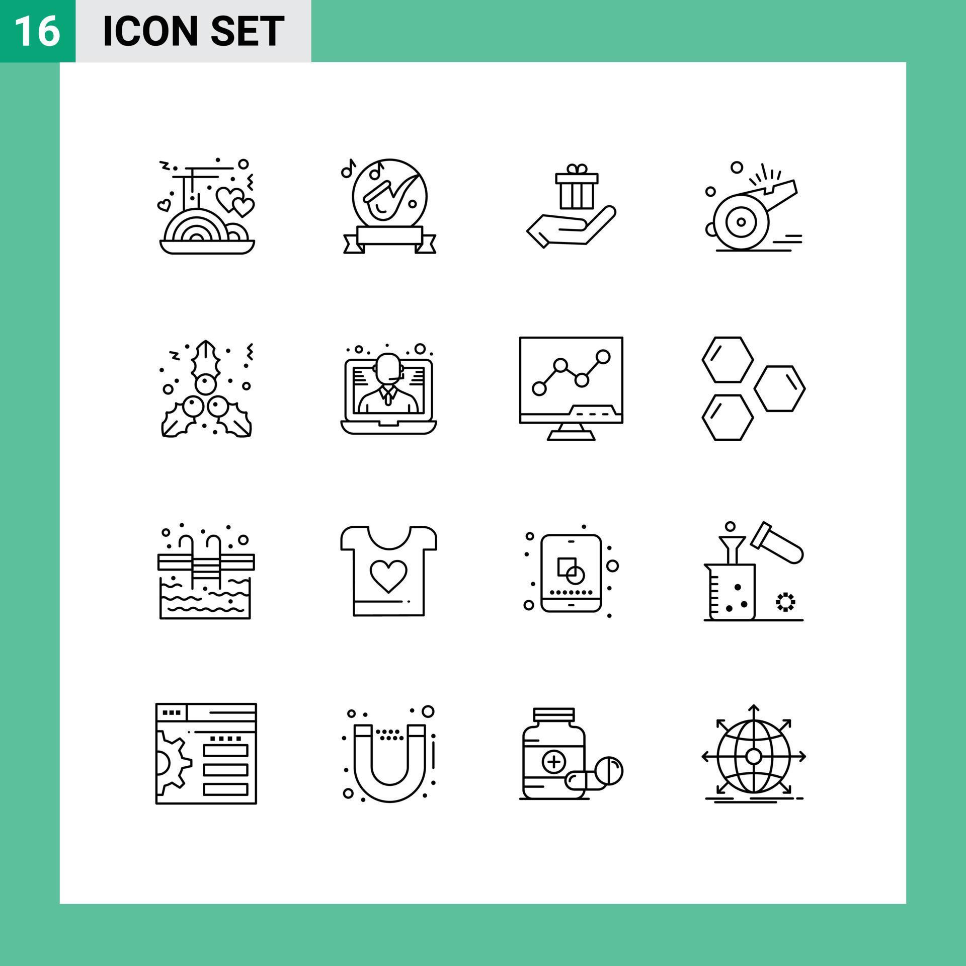 16 Thematic Vector Outlines And Editable Symbols Of Game Referee Saxophone Coach Ecommerce