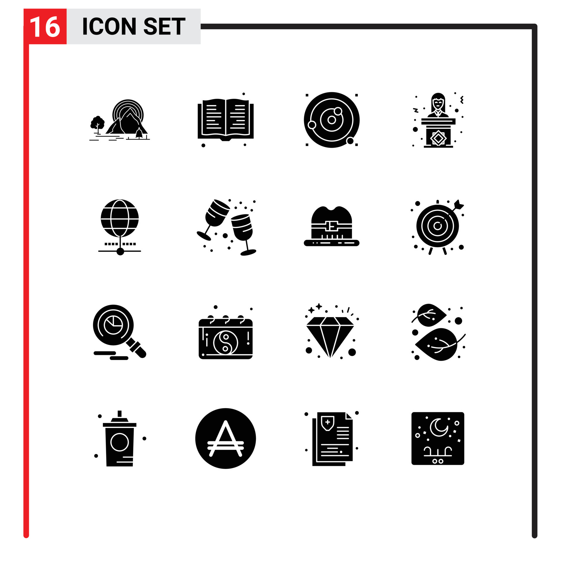 16 Universal Solid Glyphs Set For Web And Mobile Applications Teacher Tribune Orbit Speech