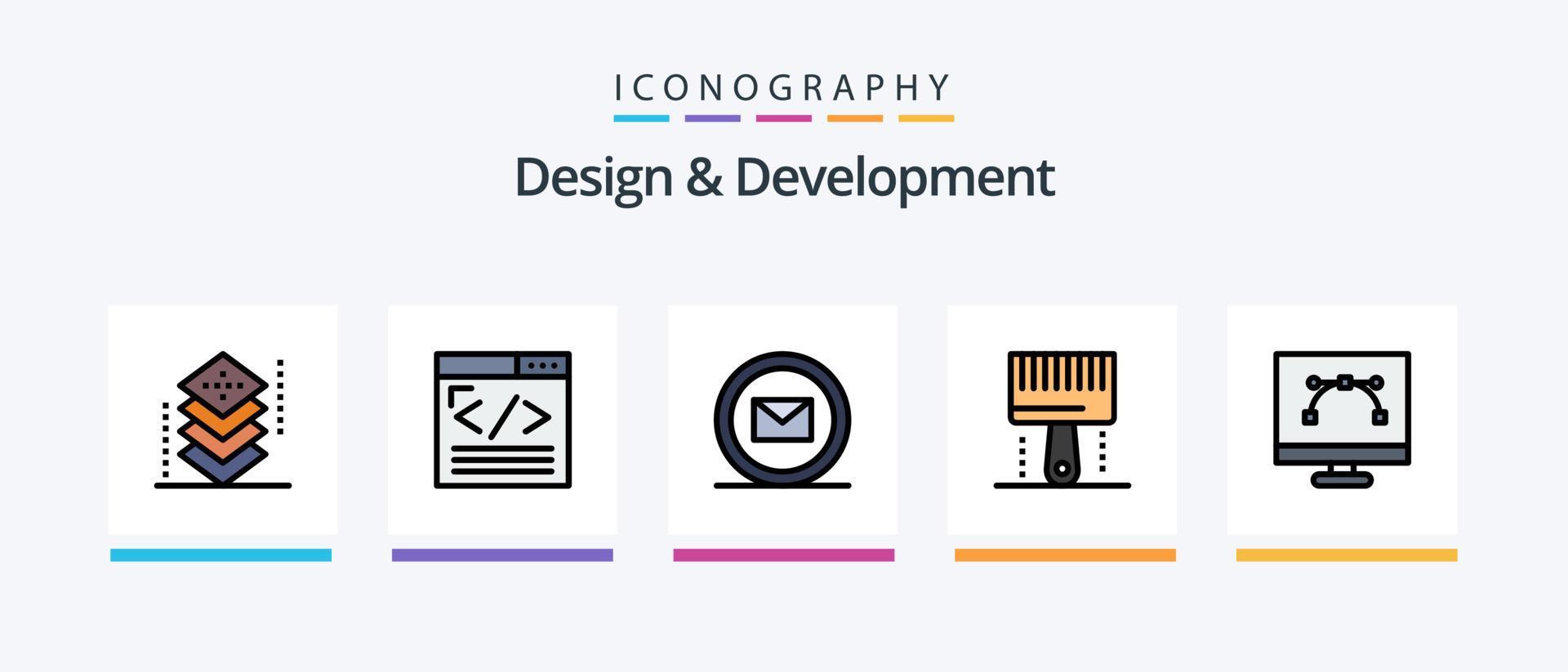 Design and Development Line Filled 5 Icon Pack Including round. design. web design. cross. math ...