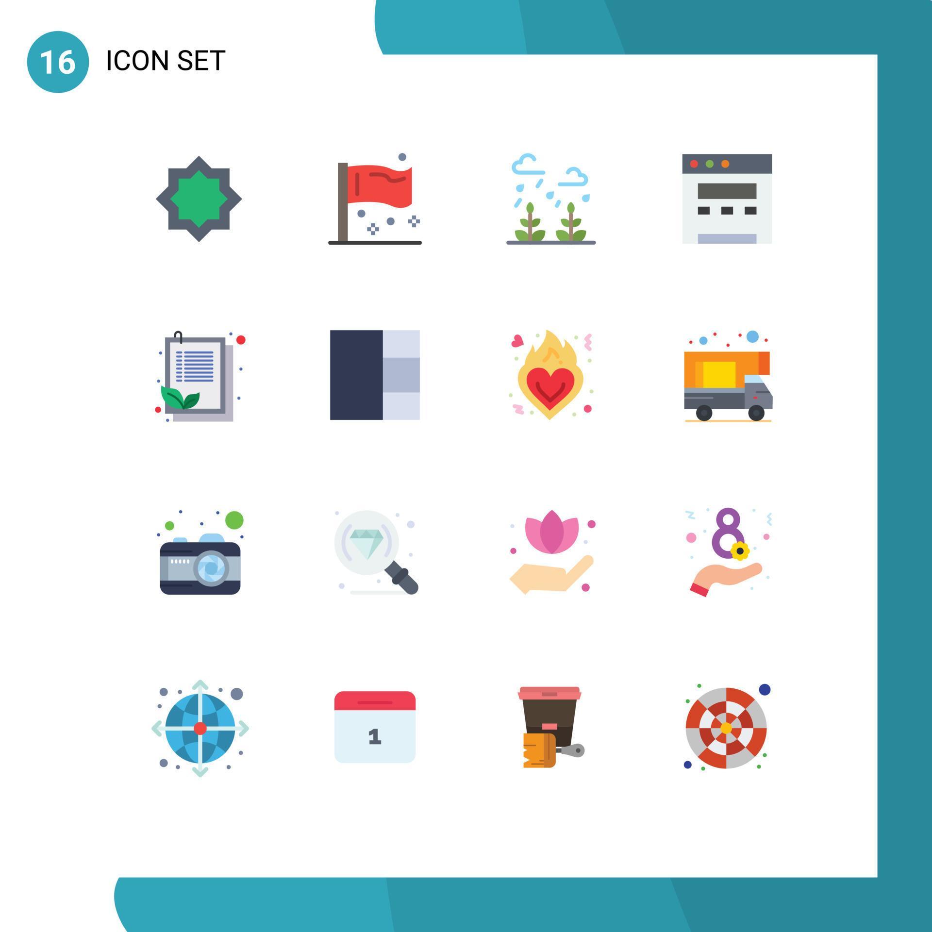 16 Flat Color Concept For Websites Mobile And Apps Clipboard Website Global Browser Leaf