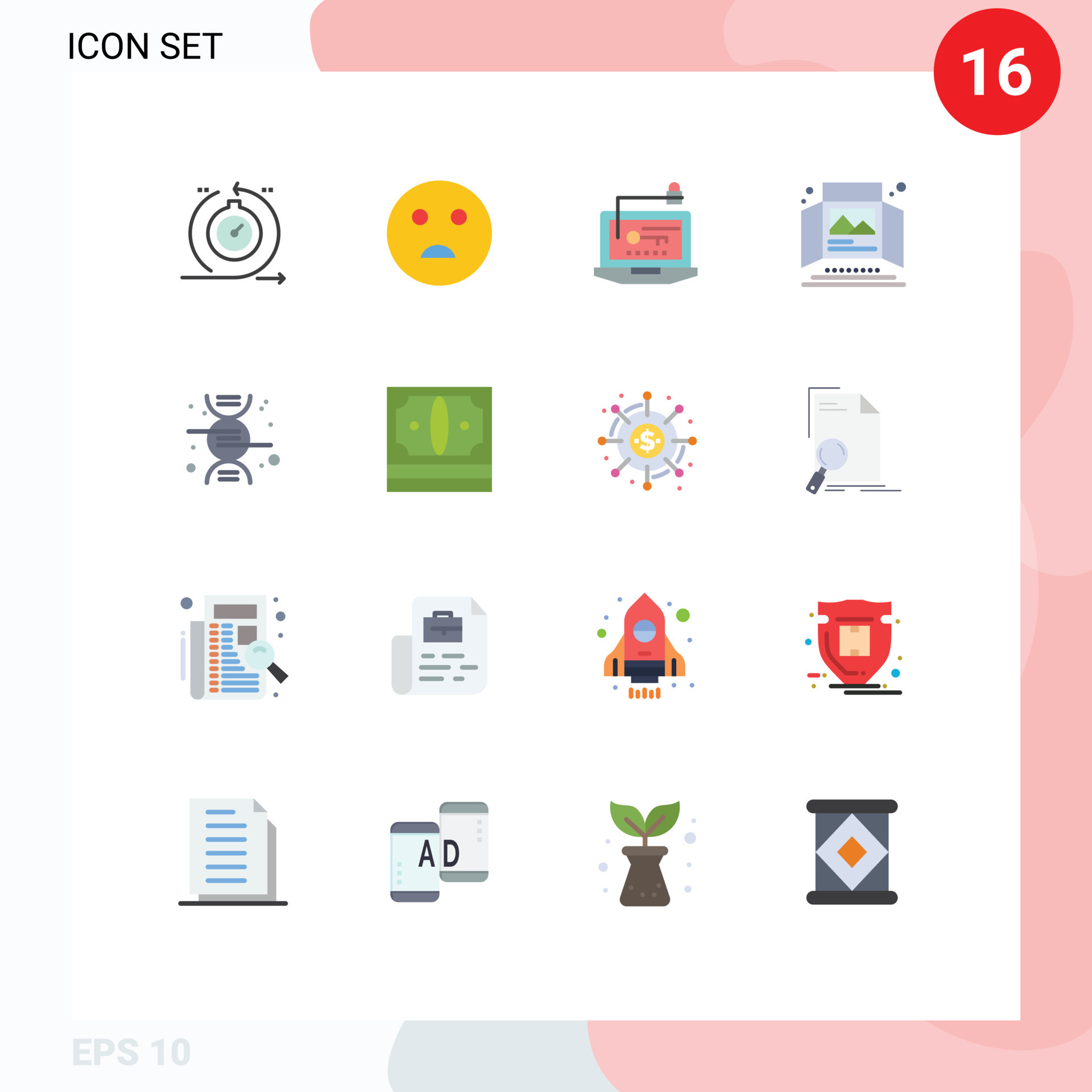 Set Of 16 Modern Ui Icons Symbols Signs For Tabletop Display Print
