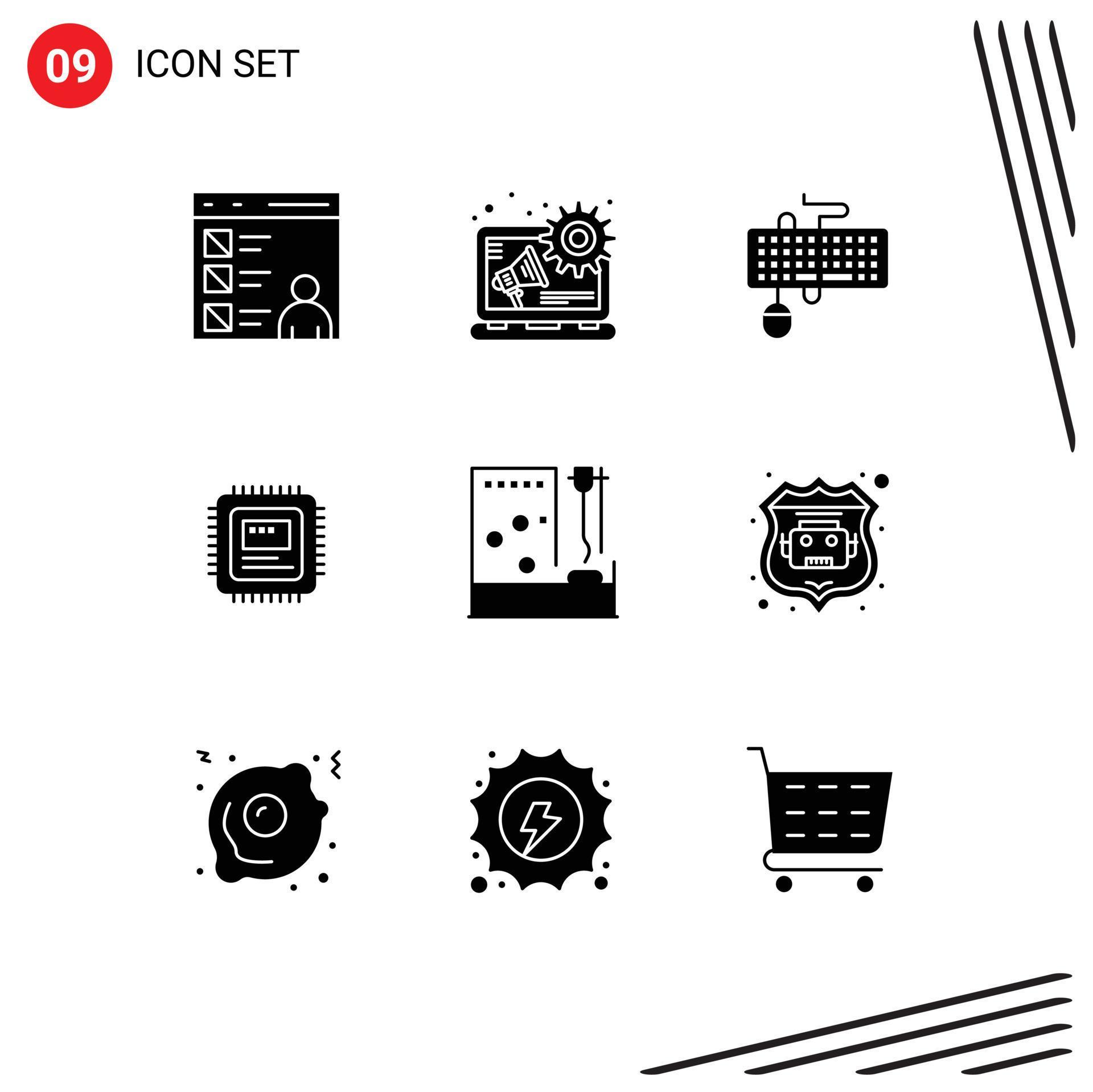 Pictogram Set of 9 Simple Solid Glyphs of blood computer device storage obsolete Editable Vector ...