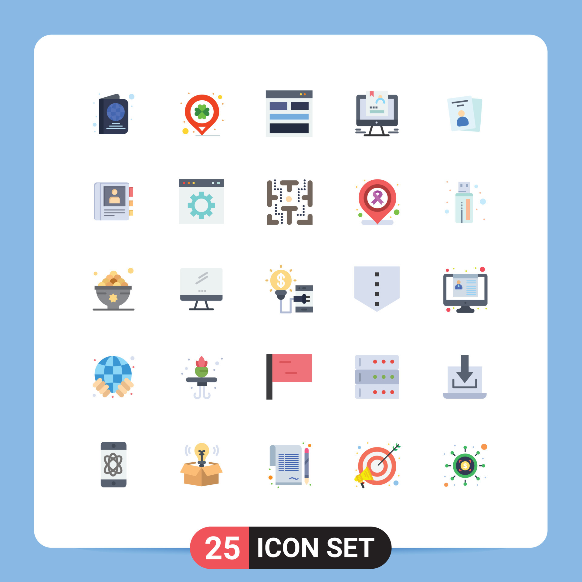 Set Of 25 Modern Ui Icons Symbols Signs For Id Computer Contact User Resume Editable Vector