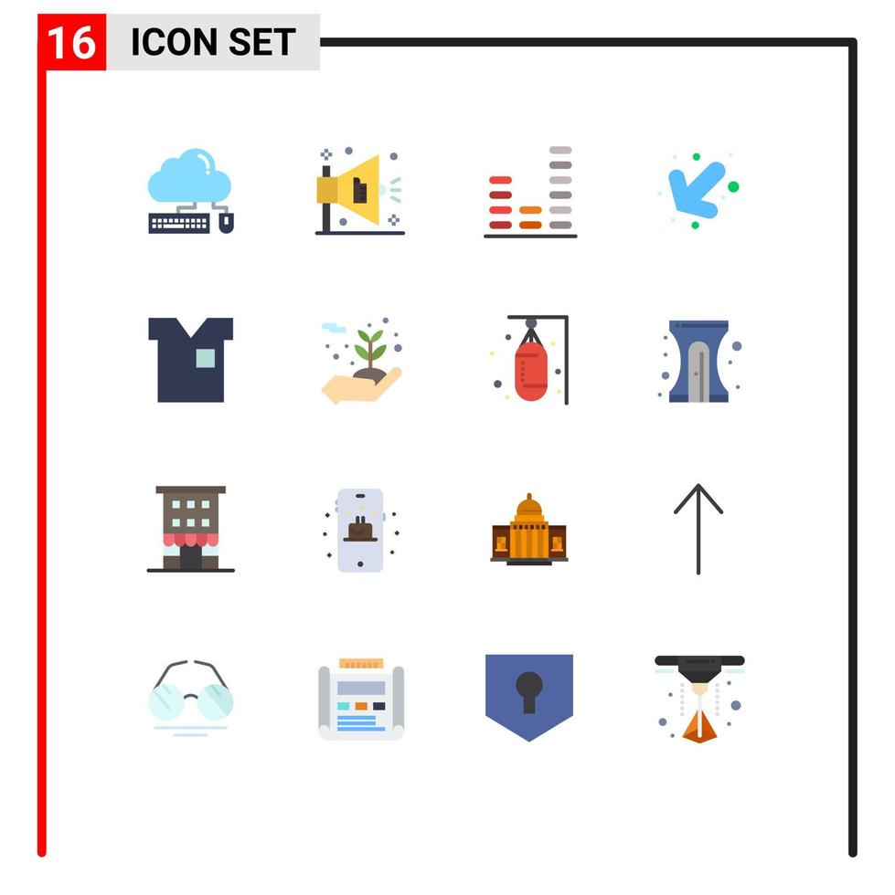 Group Of 16 Modern Flat Colors Set For Fashion Clothes Audio Left Arrow Editable Pack Of