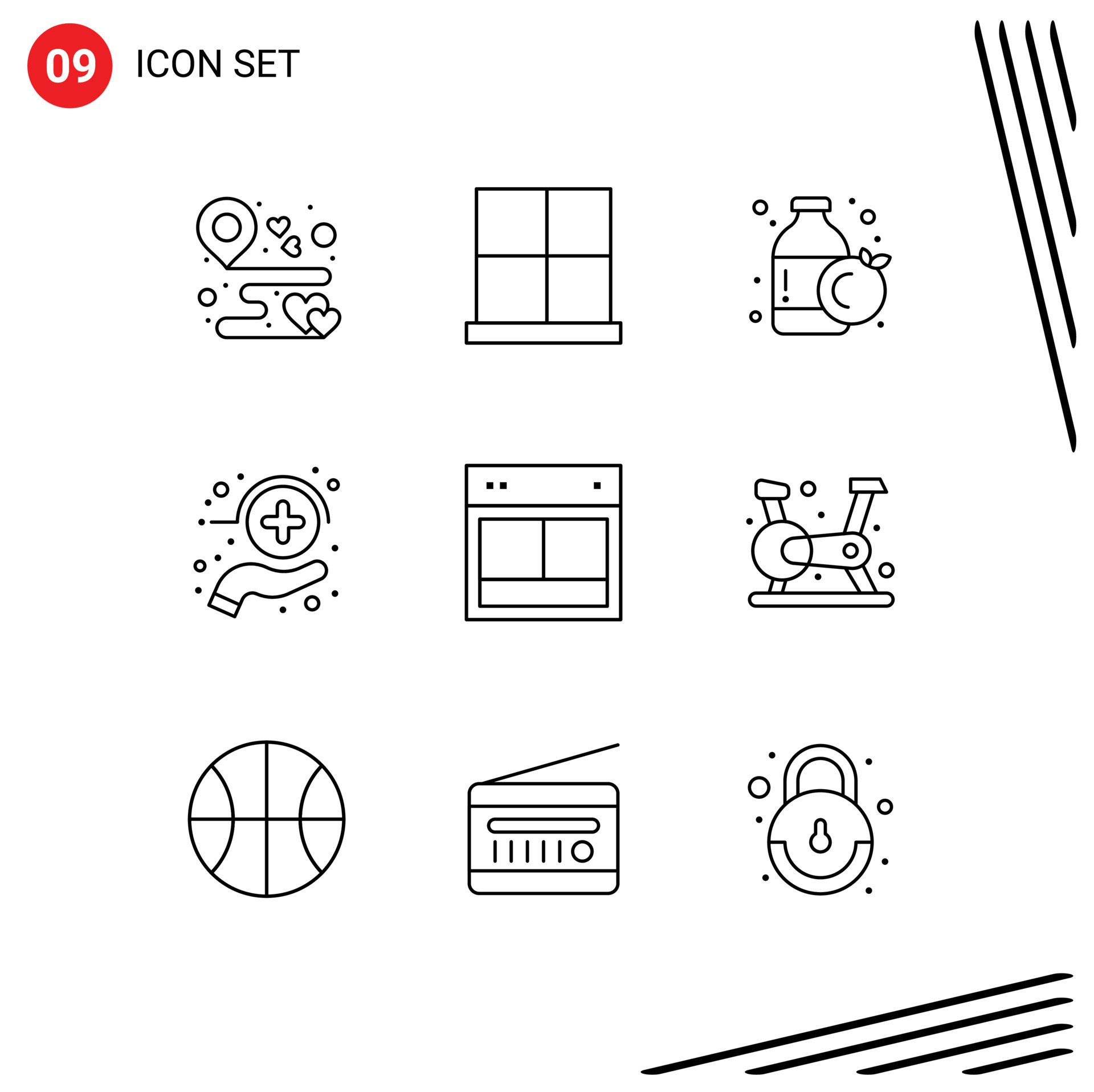 9 Thematic Vector Outlines And Editable Symbols Of Design Healthcare