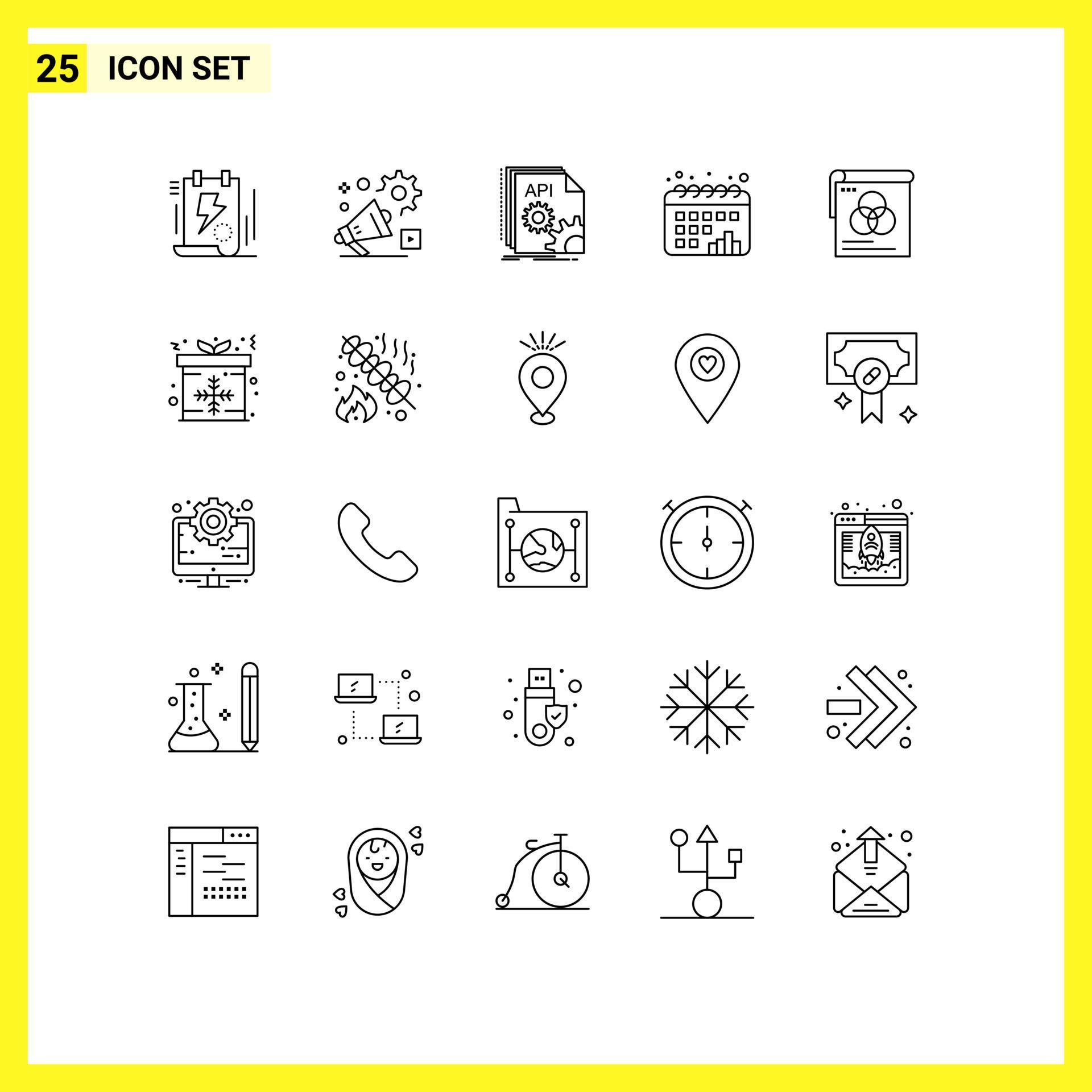 Pictogram Set Of 25 Simple Lines Of Dots Calendar Video Software Coding Editable Vector Design