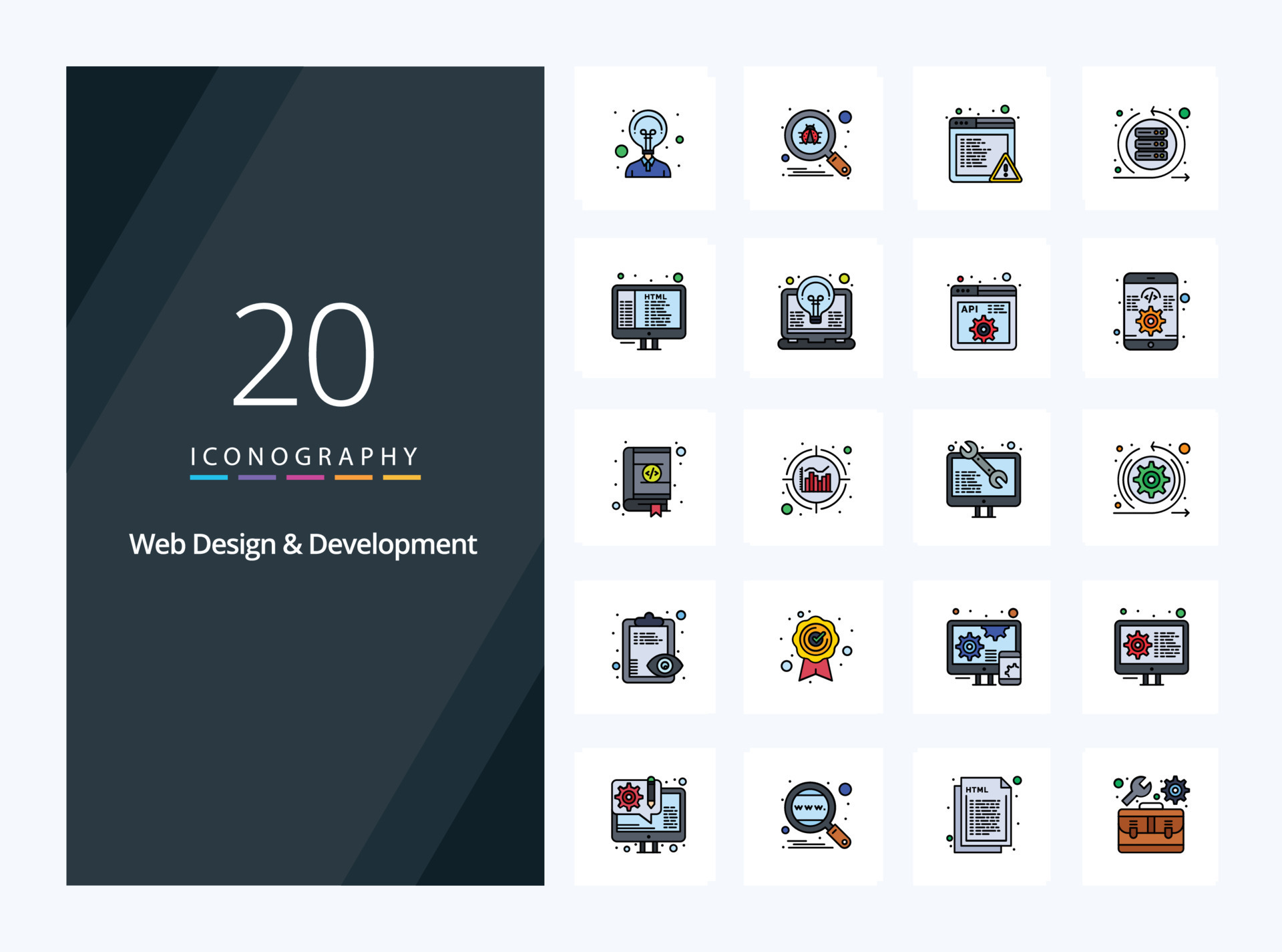 20 Web Design And Development Line Filled Icon For Presentation 19435141 Vector Art At Vecteezy