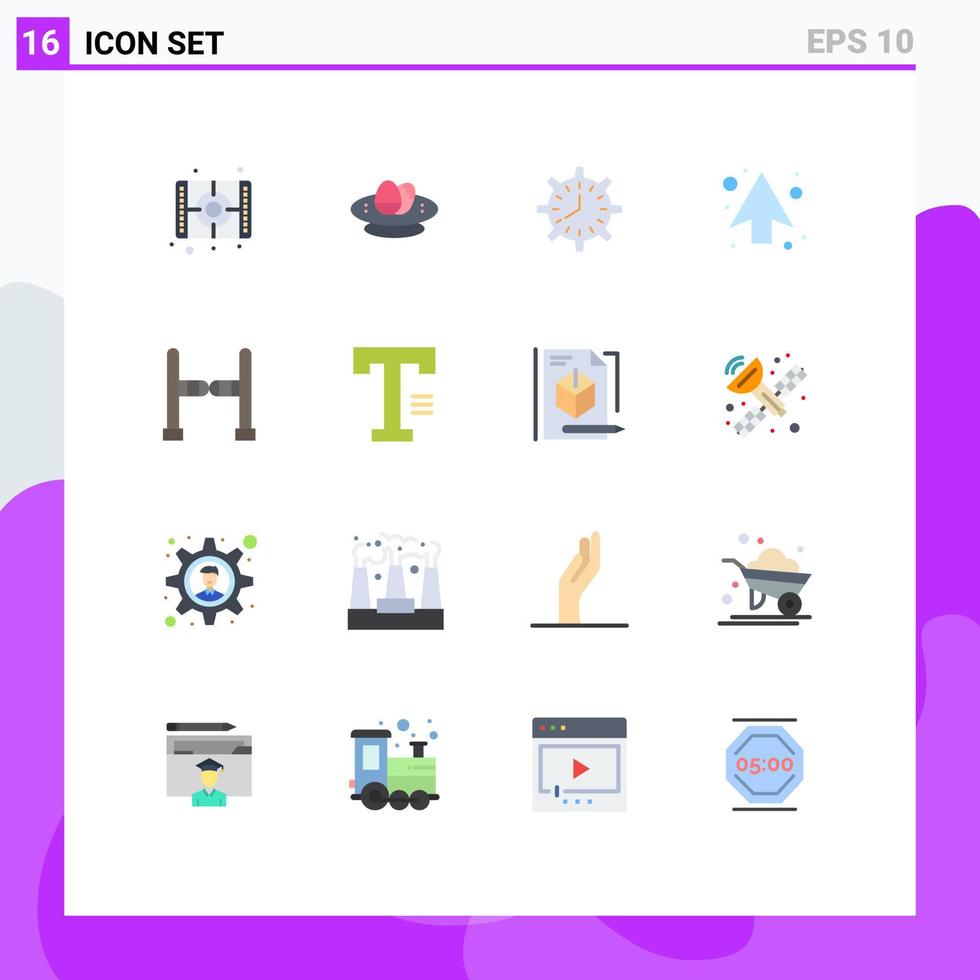 16 Universal Flat Colors Set For Web And Mobile Applications Arrows Work Nest Watch Timepiece