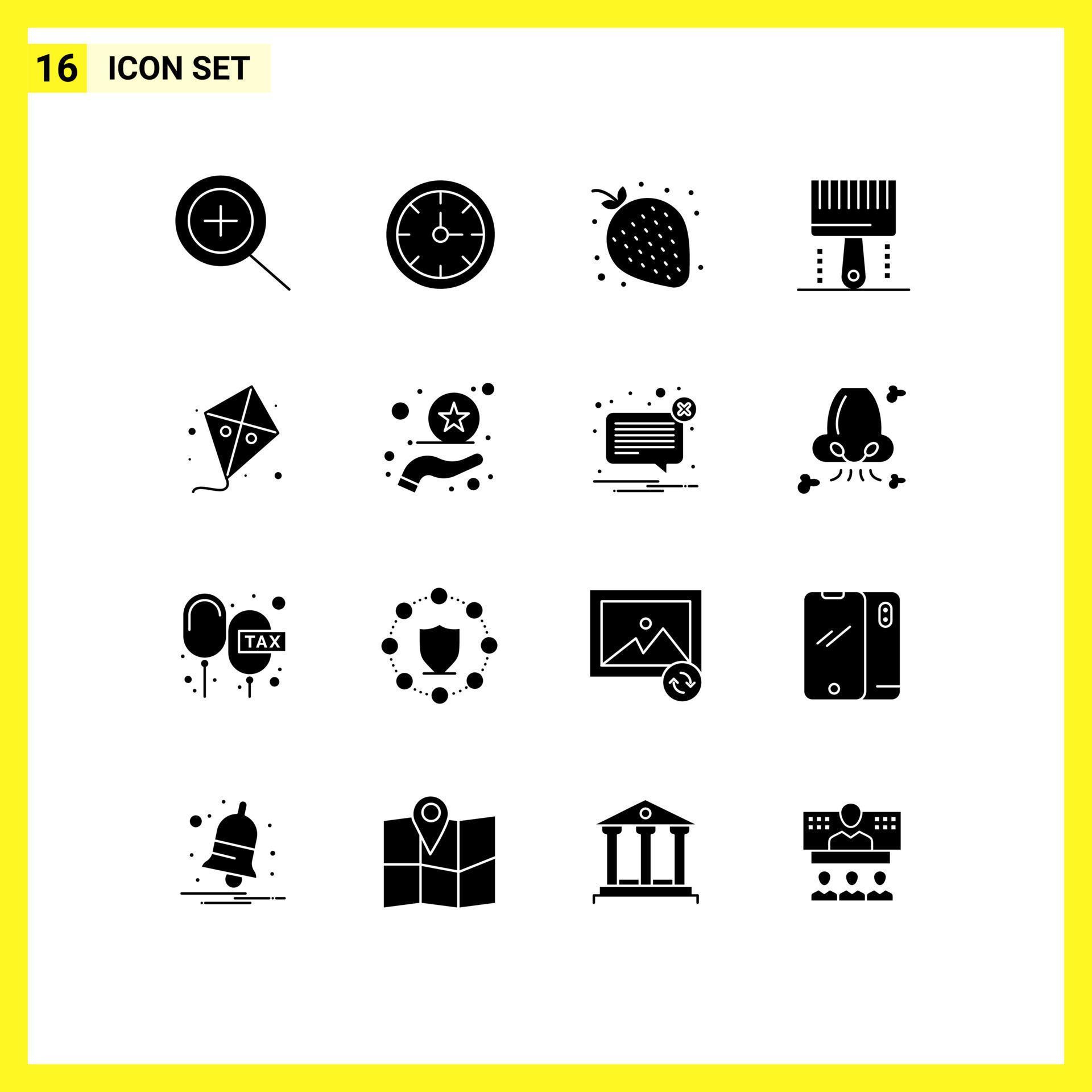 Stock Vector Icon Pack Of 16 Line Signs And Symbols For Kite Fly Sweet Programing Development