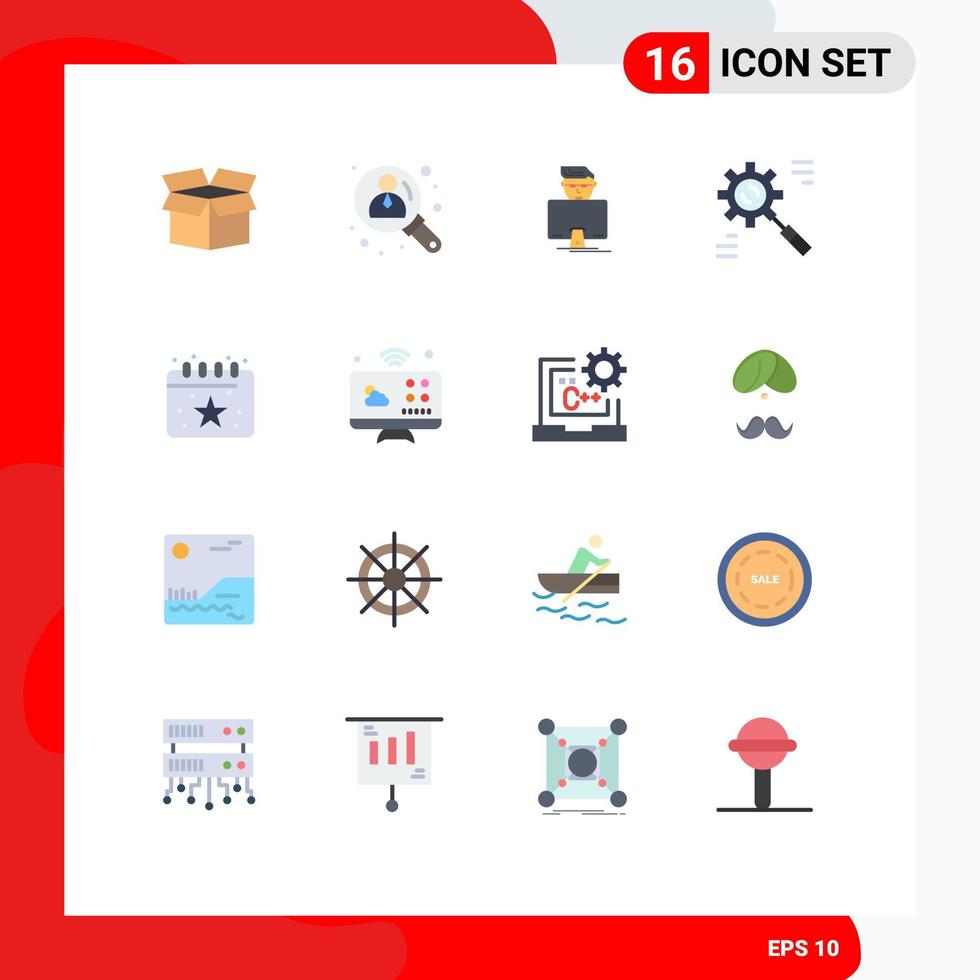 User Interface Pack Of 16 Basic Flat Colors Of Calendar Process User Effective Corporate