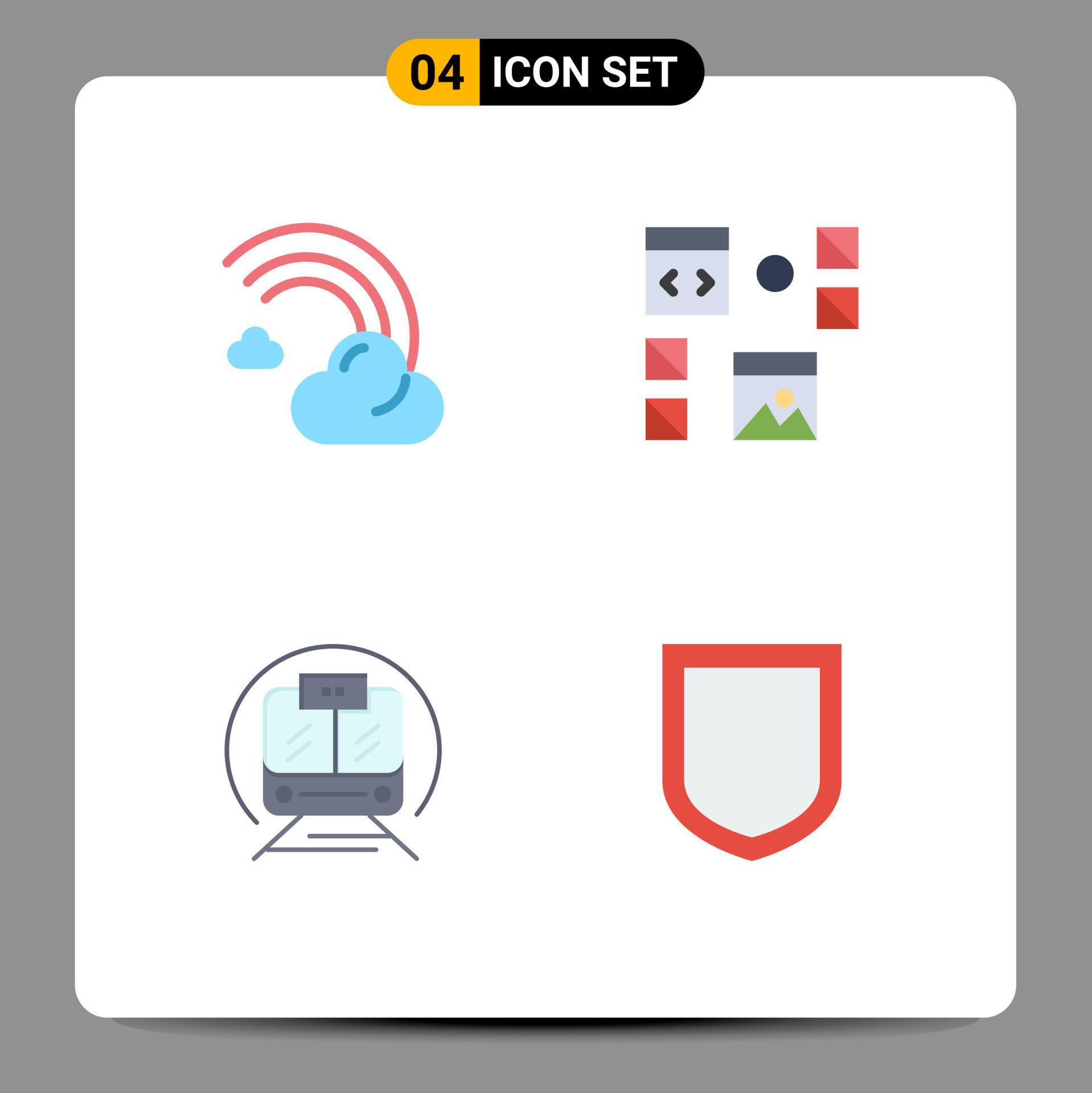 4 Universal Flat Icon Signs Symbols of cloud programming line develop ...