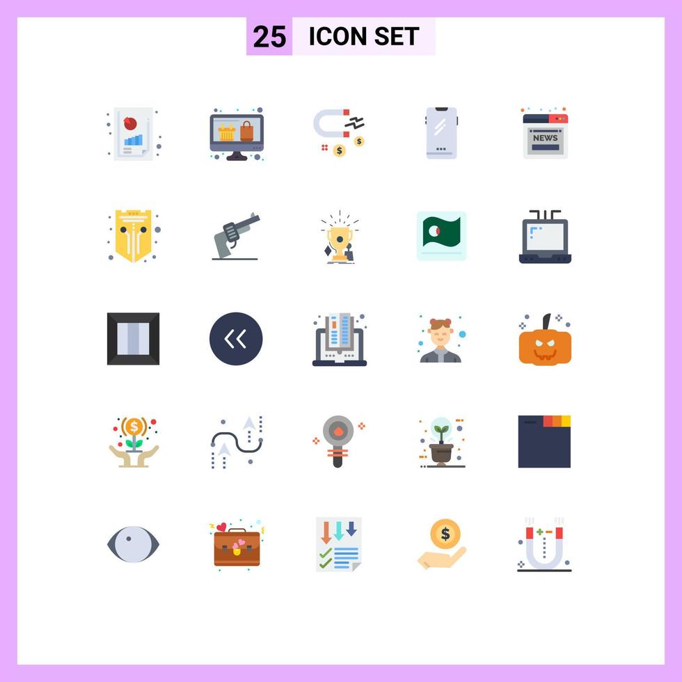 Group Of 25 Flat Colors Signs And Symbols For Article Android Attracting Mobile Phone Editable