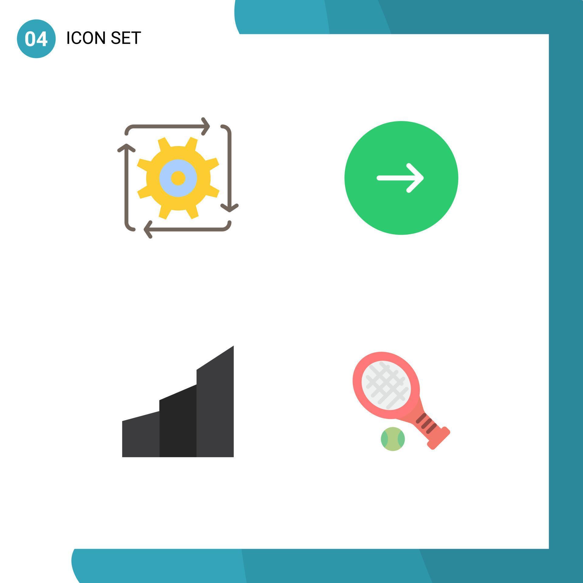 Modern Set of 4 Flat Icons Pictograph of workflow next flow forward ...
