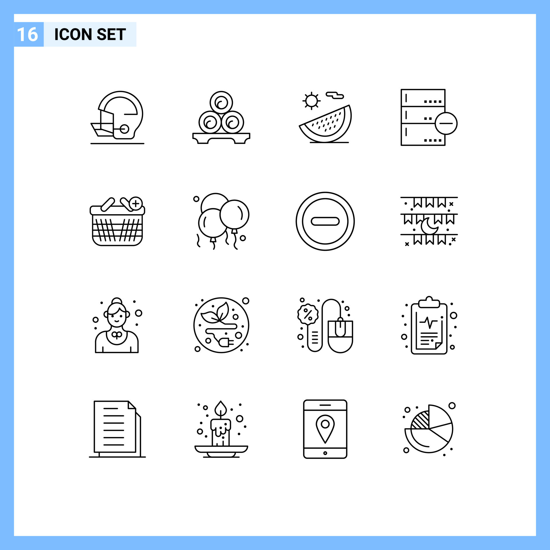 16 Universal Outlines Set For Web And Mobile Applications Database Base Towels Backup Summer