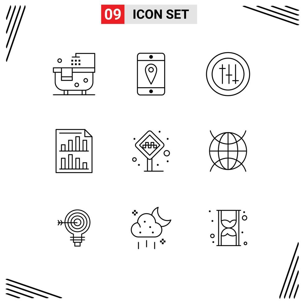 User Interface Pack Of 9 Basic Outlines Of Stand Airport Preferences Report Page Editable Vector