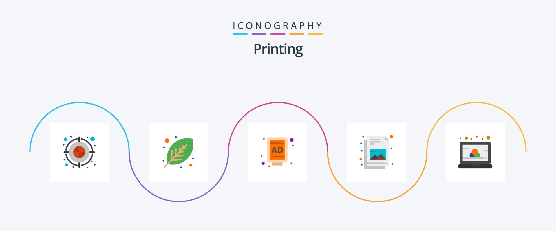 imprimiendo un paquete de iconos de 5 planos que incluye una ...