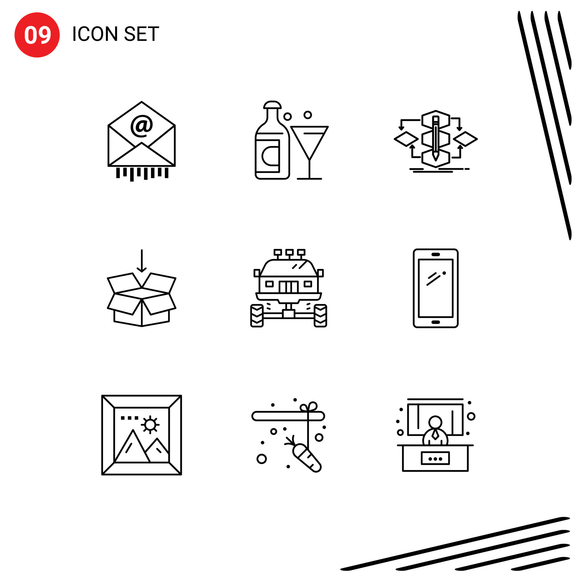 9 Thematic Vector Outlines And Editable Symbols Of Auto Shepping